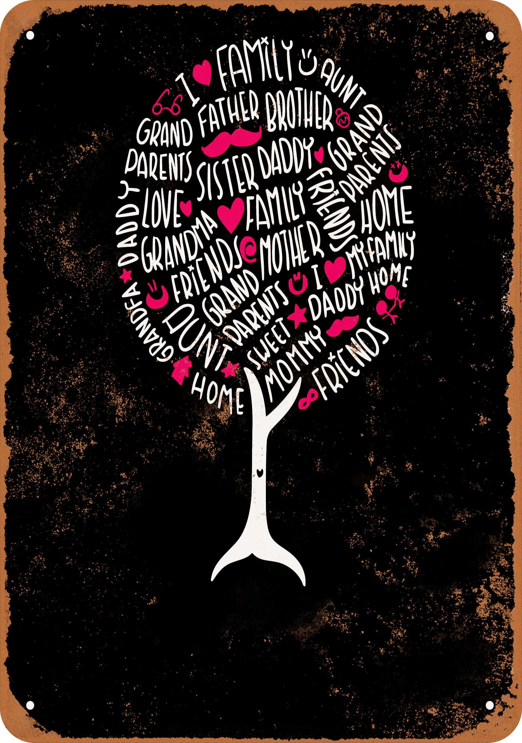 10 x 14 METAL SIGN - Family Tree (Dark Background) - Vintage Rusty Look ...