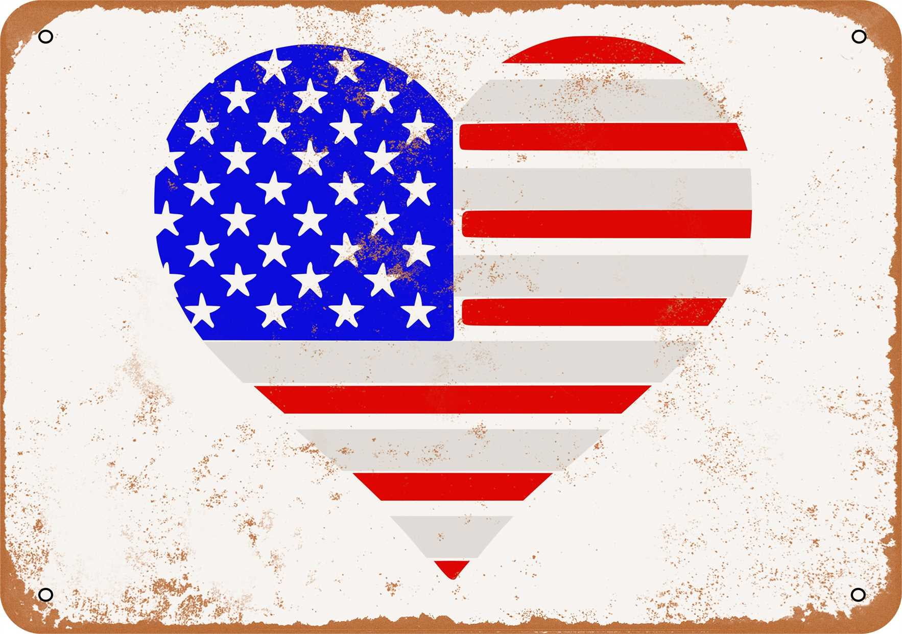 10 x 14 METAL SIGN - Flag Colored Heart - Vintage Rusty Look - Walmart.com