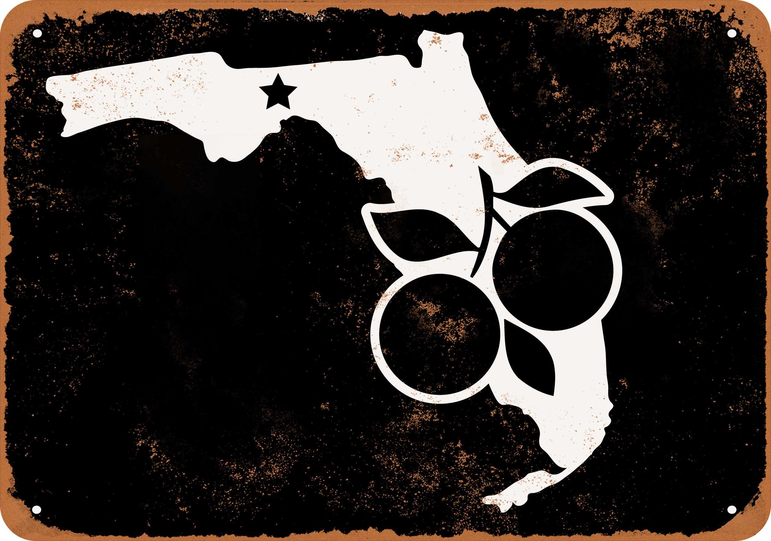 10 x 14 METAL SIGN - Florida State 2 (Dark Background) - Vintage Rusty ...