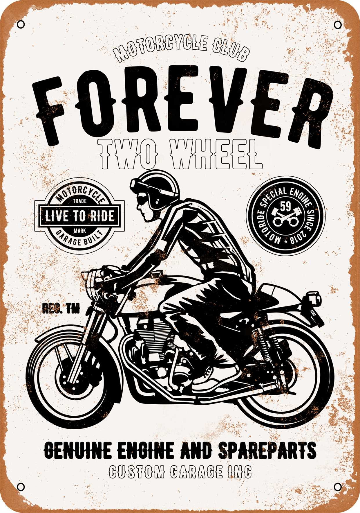10 x 14 METAL SIGN - Forever Two Wheel - Vintage Rusty Look - Walmart.com