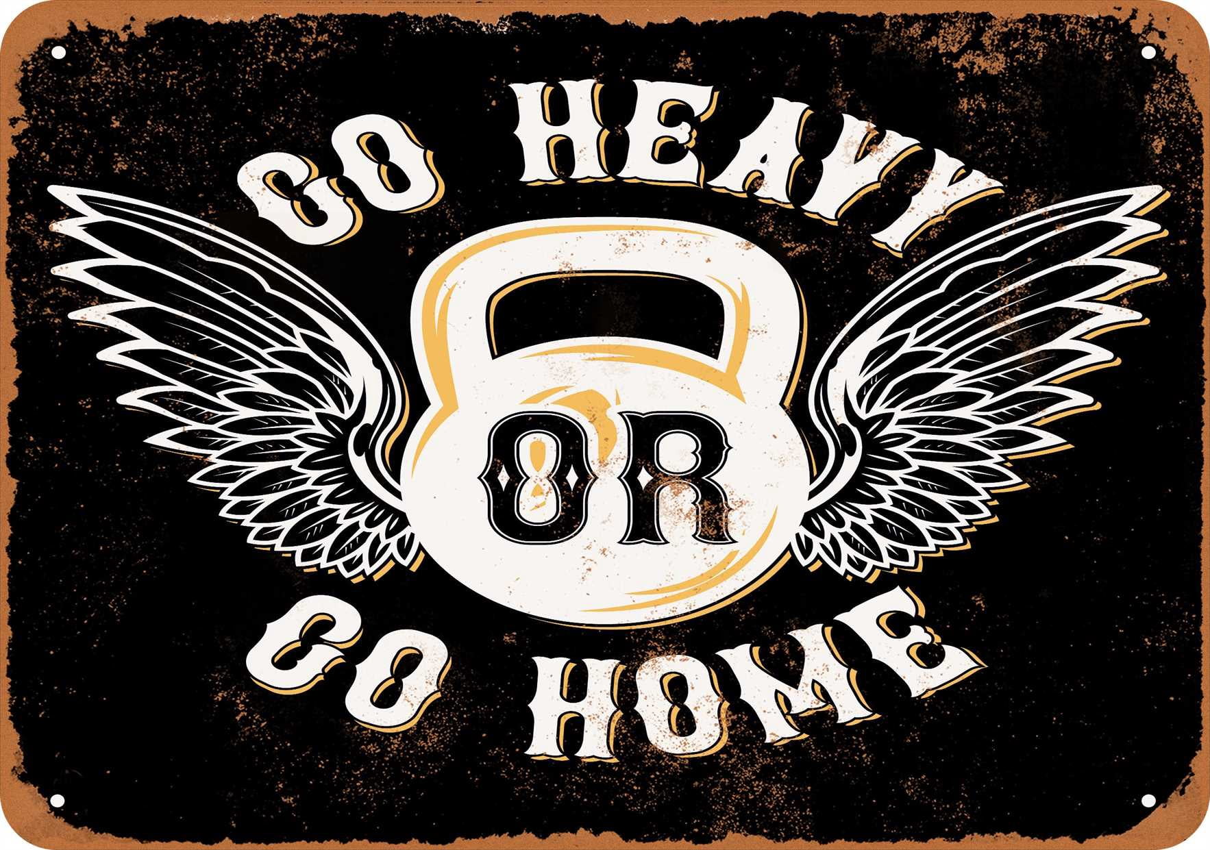 10 x 14 METAL SIGN - Go Heavy or Go Home Weight Lifting (Dark ...
