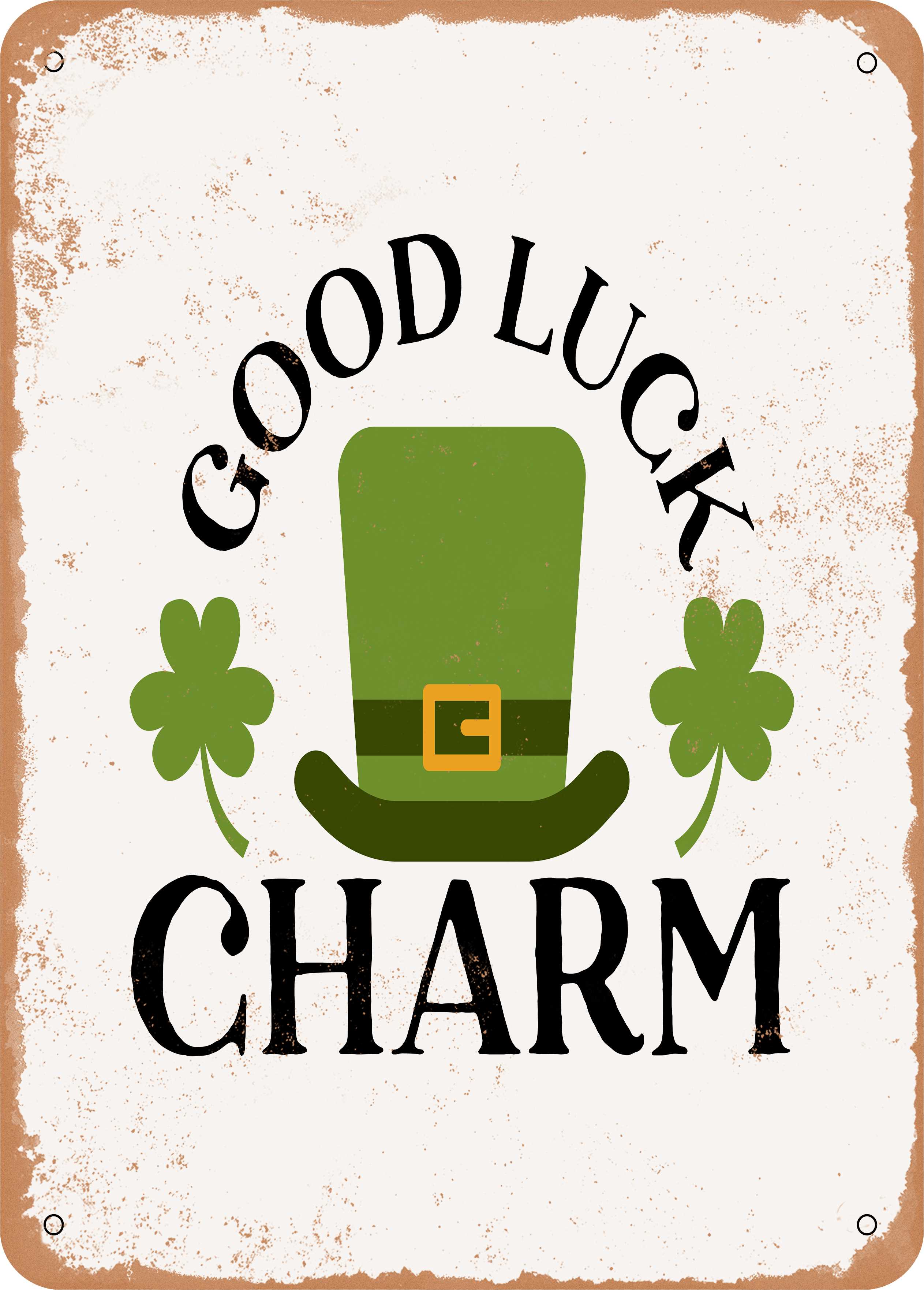 10 x 14 METAL SIGN - Good Luck Charm - Vintage Rusty Look - Walmart.com