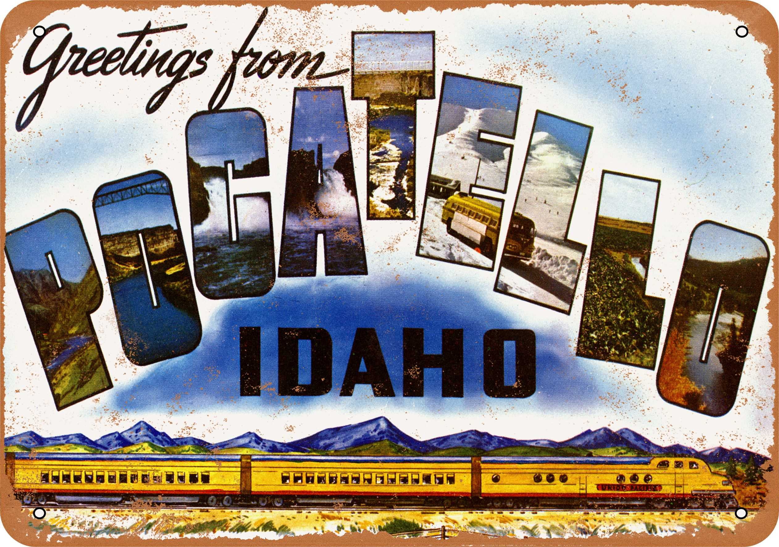 10 x 14 METAL SIGN - Greetings from Pocatello - Vintage Rusty Look ...