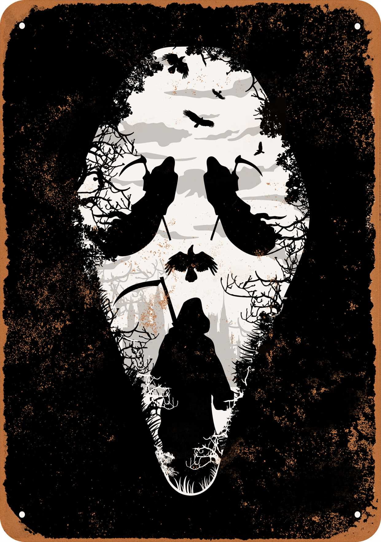 10 x 14 METAL SIGN - Grim Reaper Scream Face - Vintage Rusty Look ...