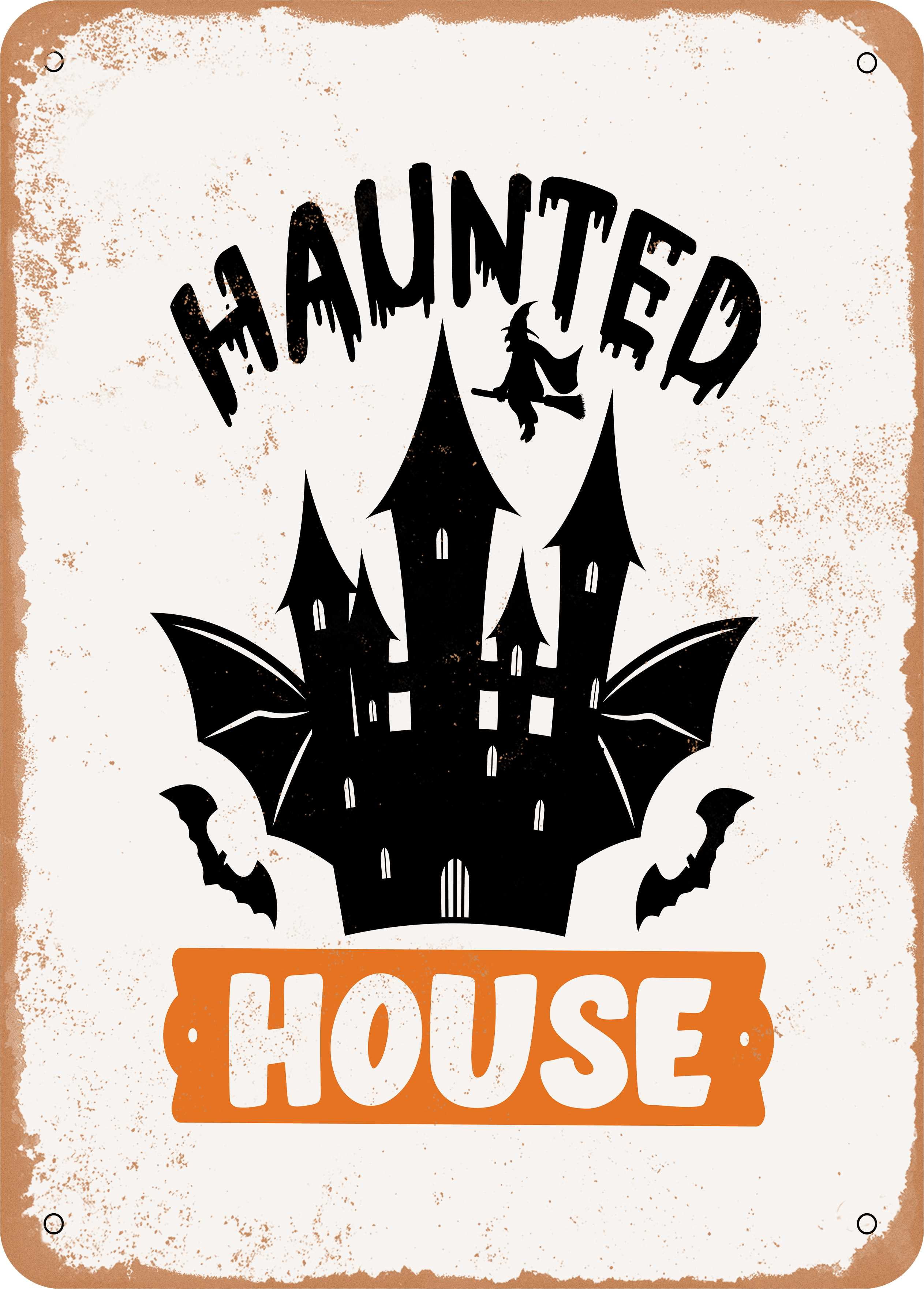 10 x 14 METAL SIGN - Haunted House - Vintage Rusty Look - Walmart.com