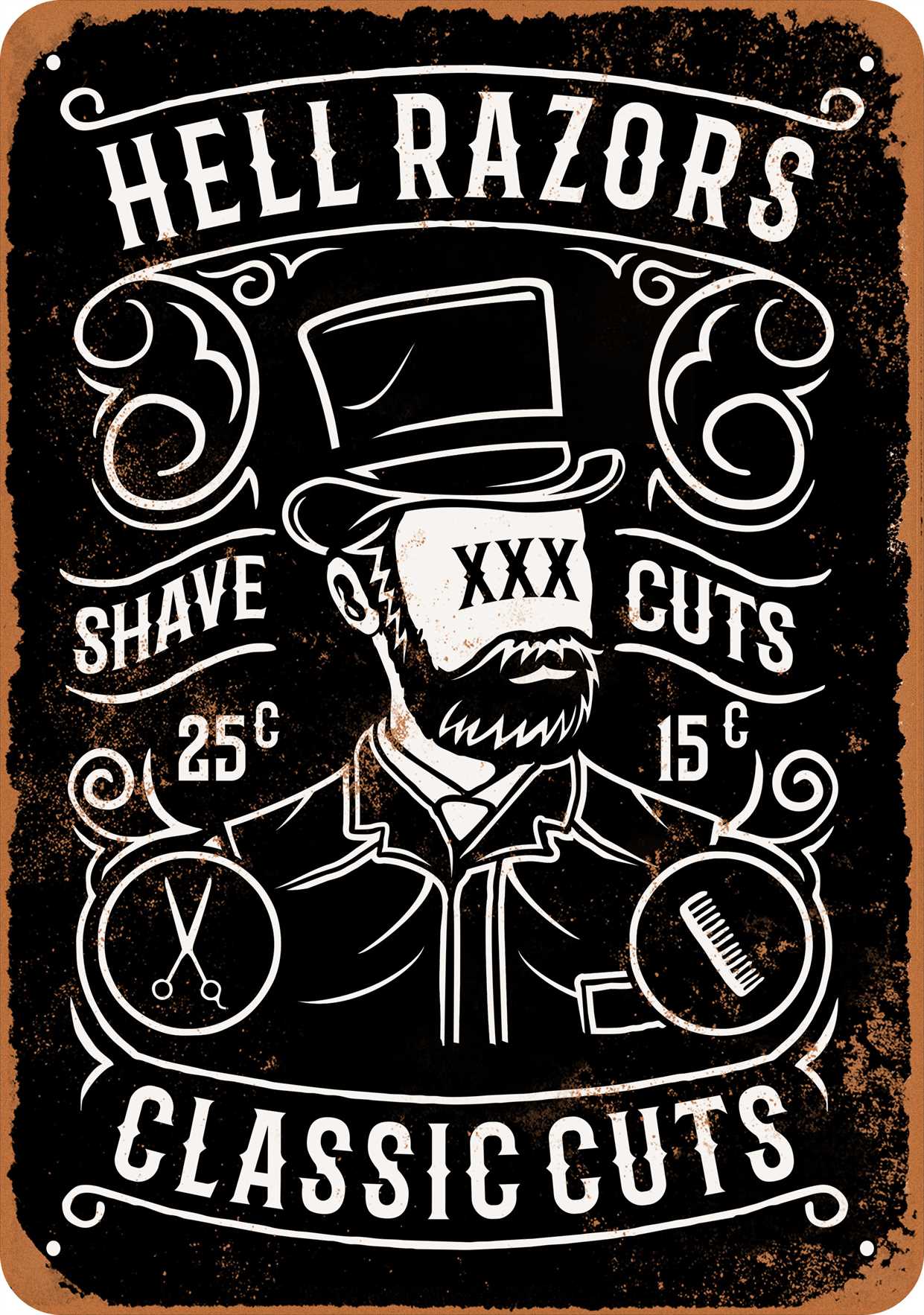 10 x 14 METAL SIGN - Hell Razors Shave Cuts (Dark Background) - Vintage ...