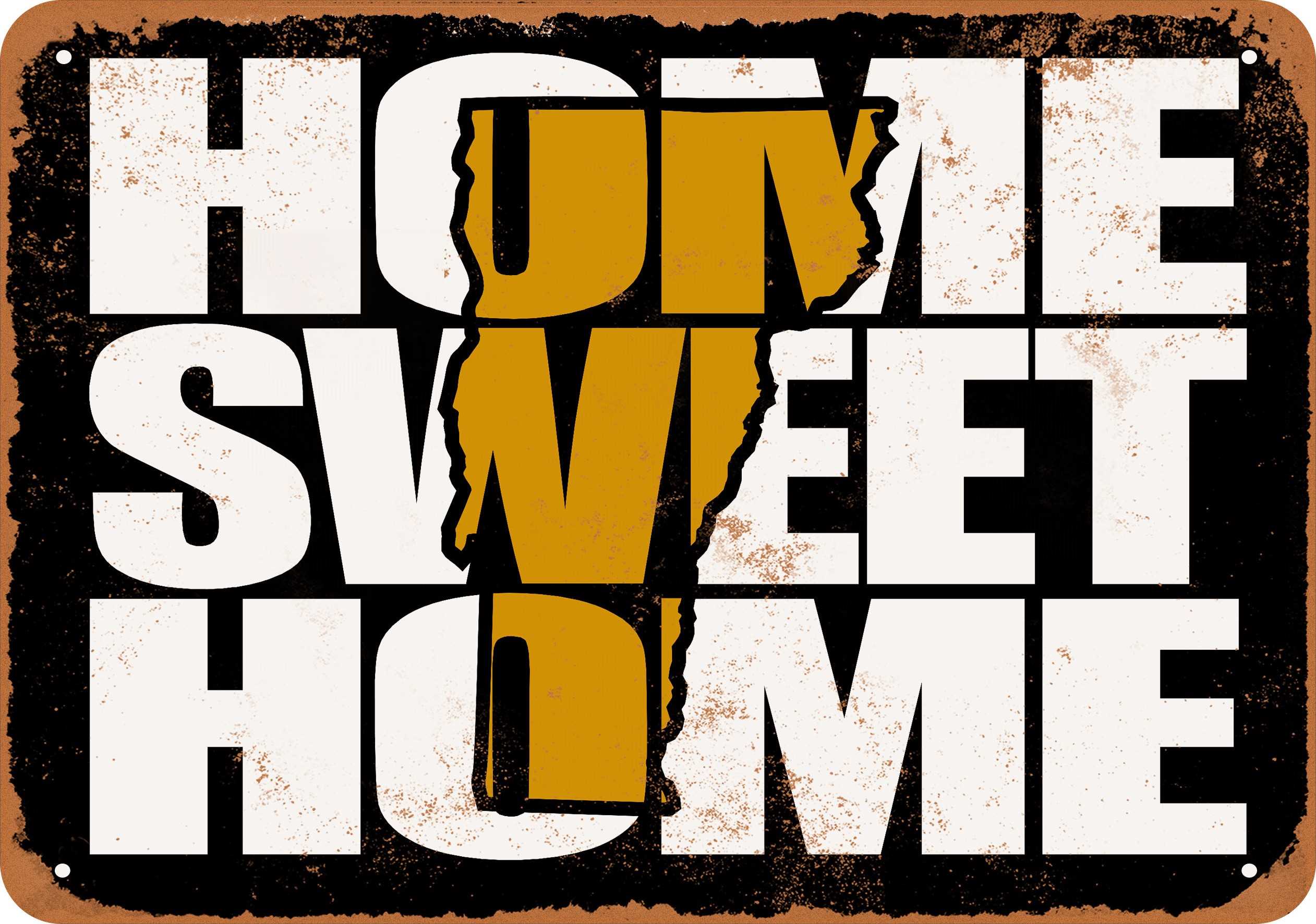10 x 14 METAL SIGN - Home Sweet Home Vermont Black Gold - Vintage Rusty ...