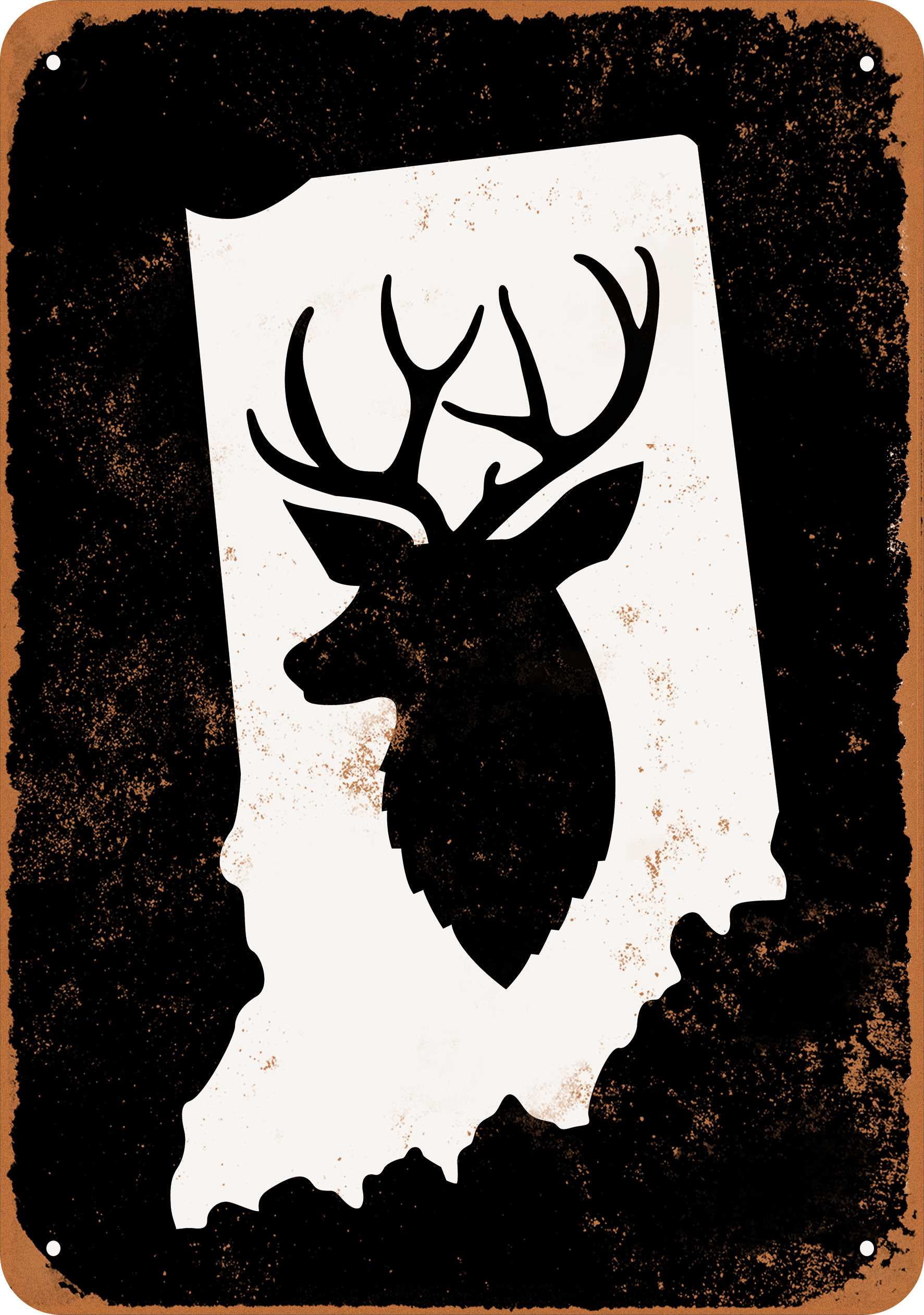 10 x 14 METAL SIGN - Indiana State 6 (Dark Background) - Vintage Rusty ...