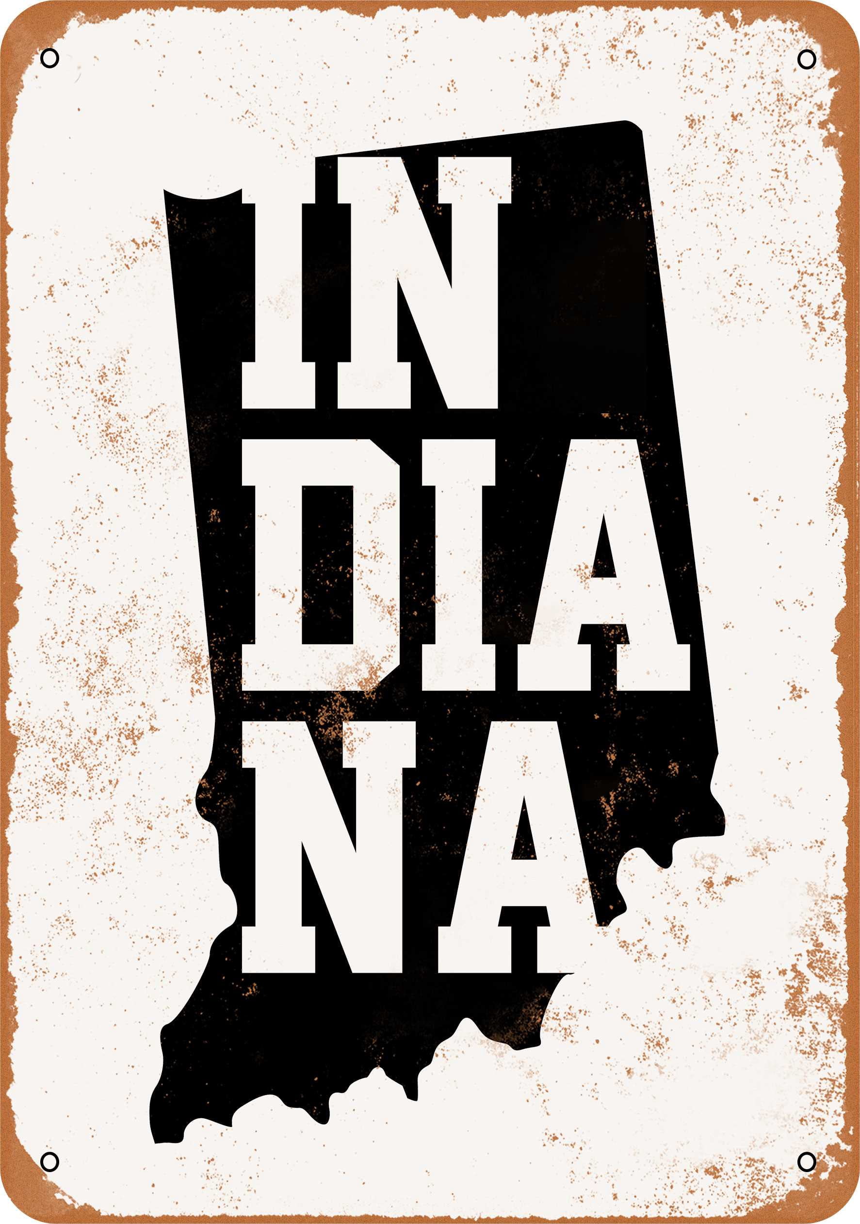 10 x 14 METAL SIGN - Indiana State 7 - Vintage Rusty Look - Walmart.com