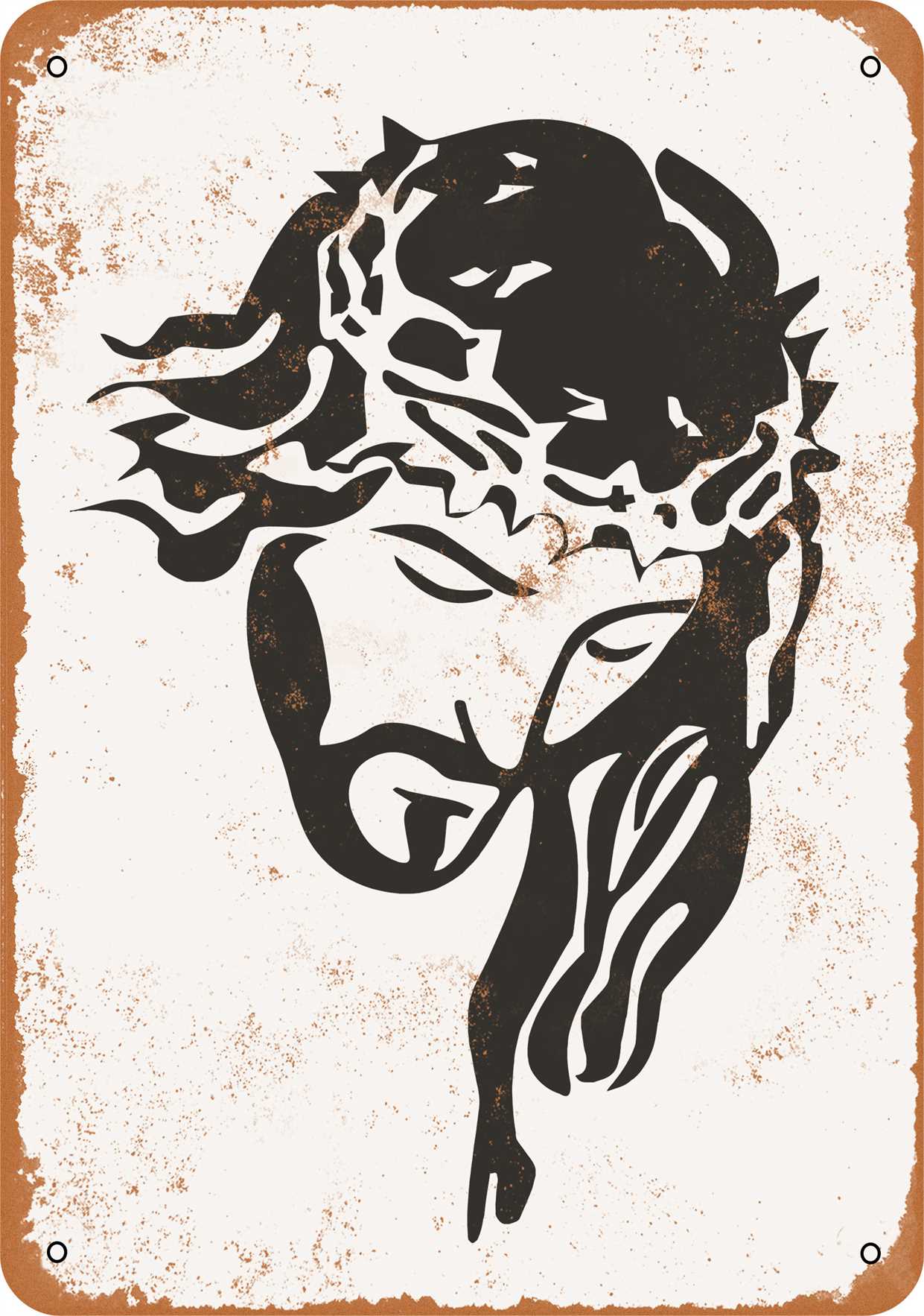 10 x 14 METAL SIGN - Jesus Crown of Thorns Head Bowed - Vintage Rusty ...