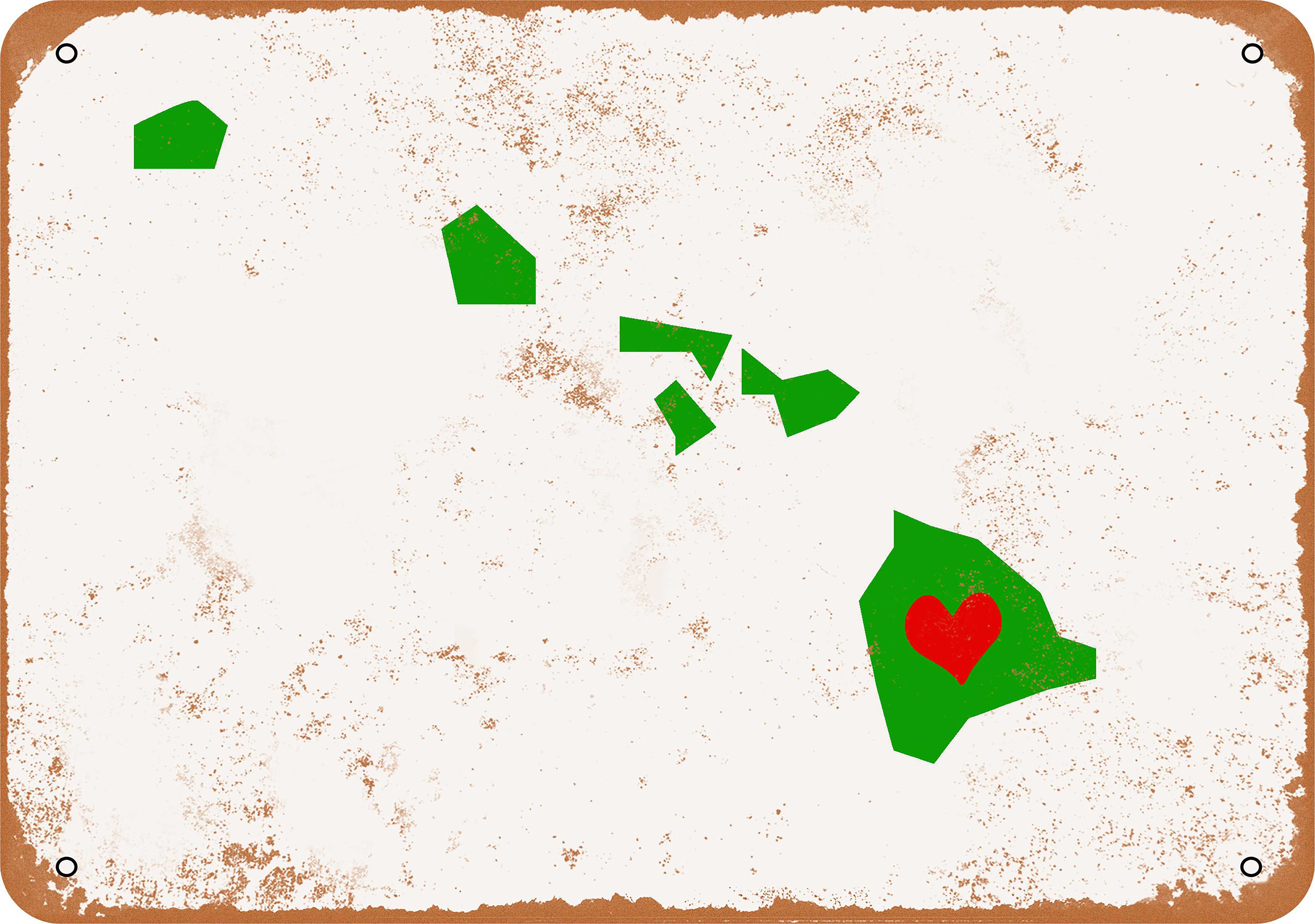 10 x 14 METAL SIGN - Love Heart Hawaii - Vintage Rusty Look - Walmart.com