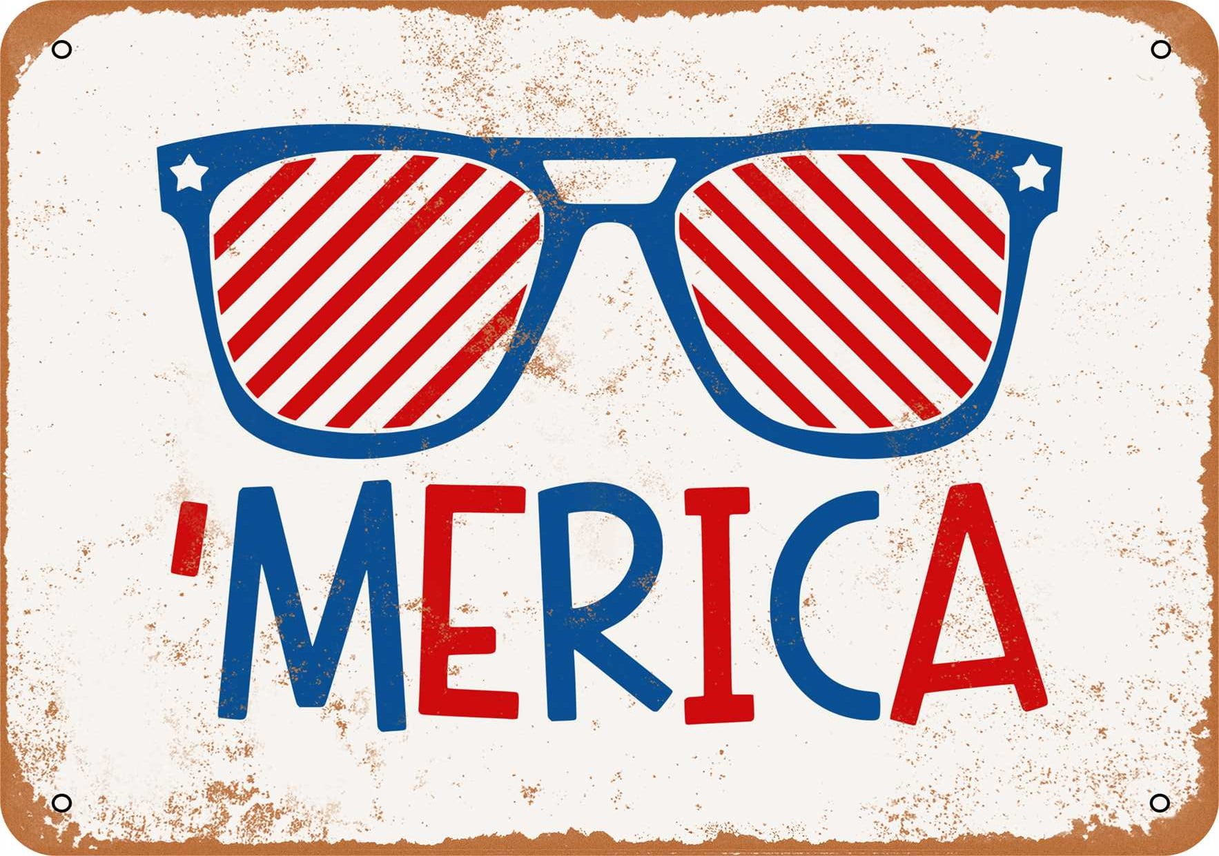 10 x 14 METAL SIGN - Merica Shades - Vintage Rusty Look - Walmart.com