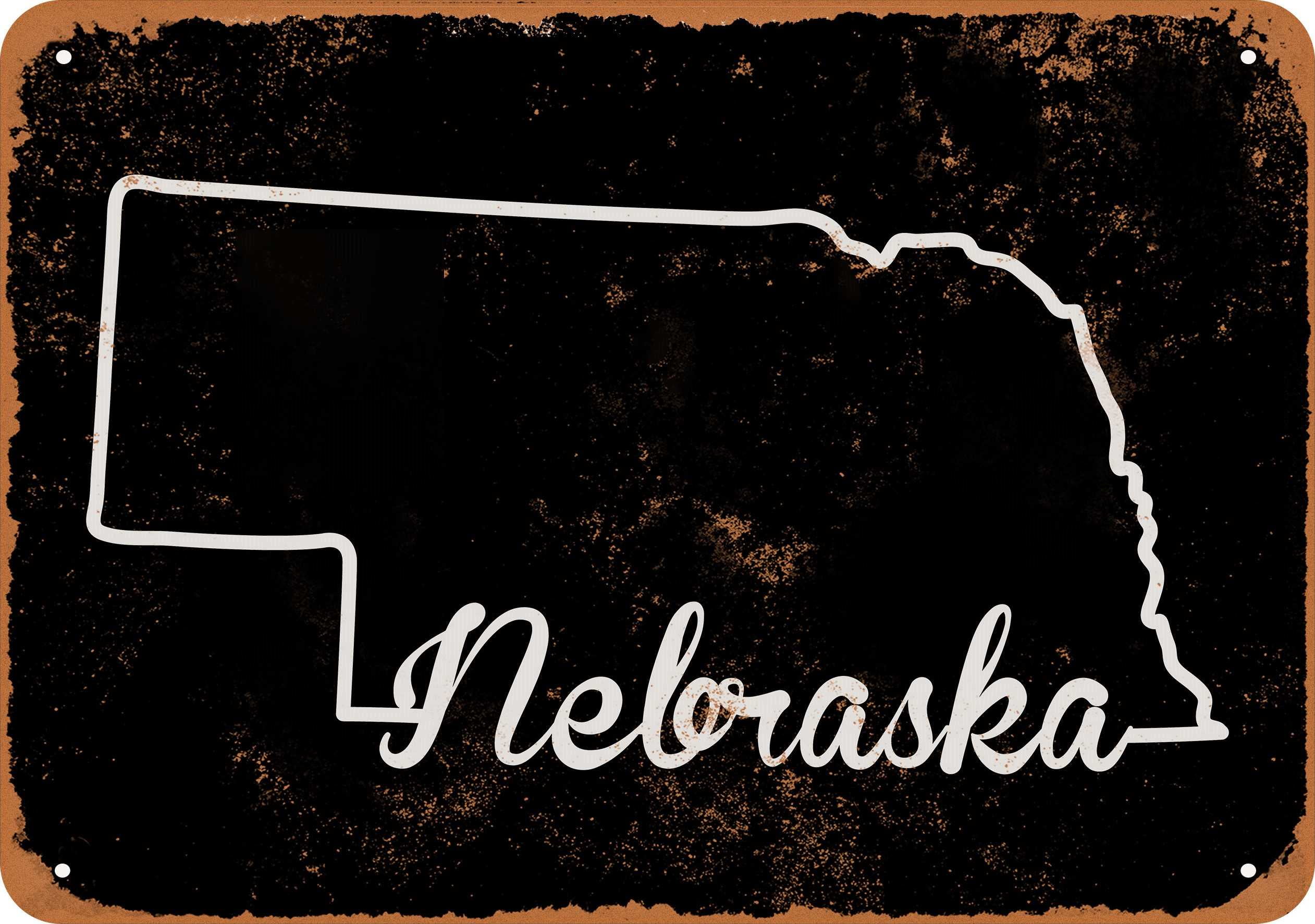 10 x 14 METAL SIGN - Nebraska State 5 (Dark Background) - Vintage Rusty ...