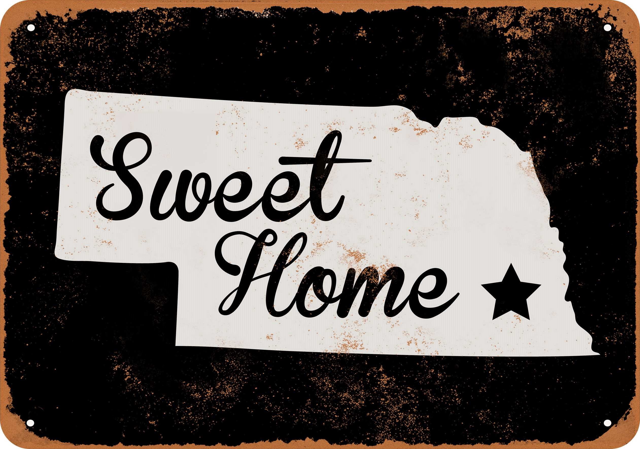 10 x 14 METAL SIGN - Nebraska State 7 (Dark Background) - Vintage Rusty ...