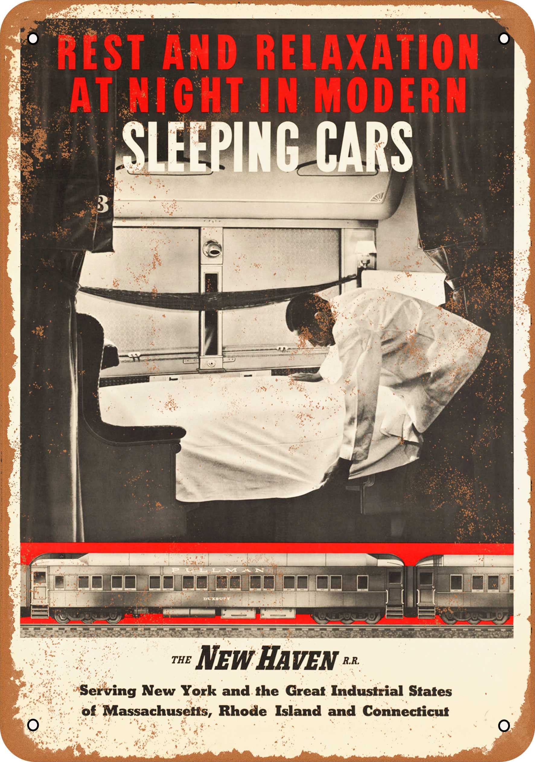 10 x 14 METAL SIGN - New Haven Railroad Sleeping Cars - Vintage Rusty ...