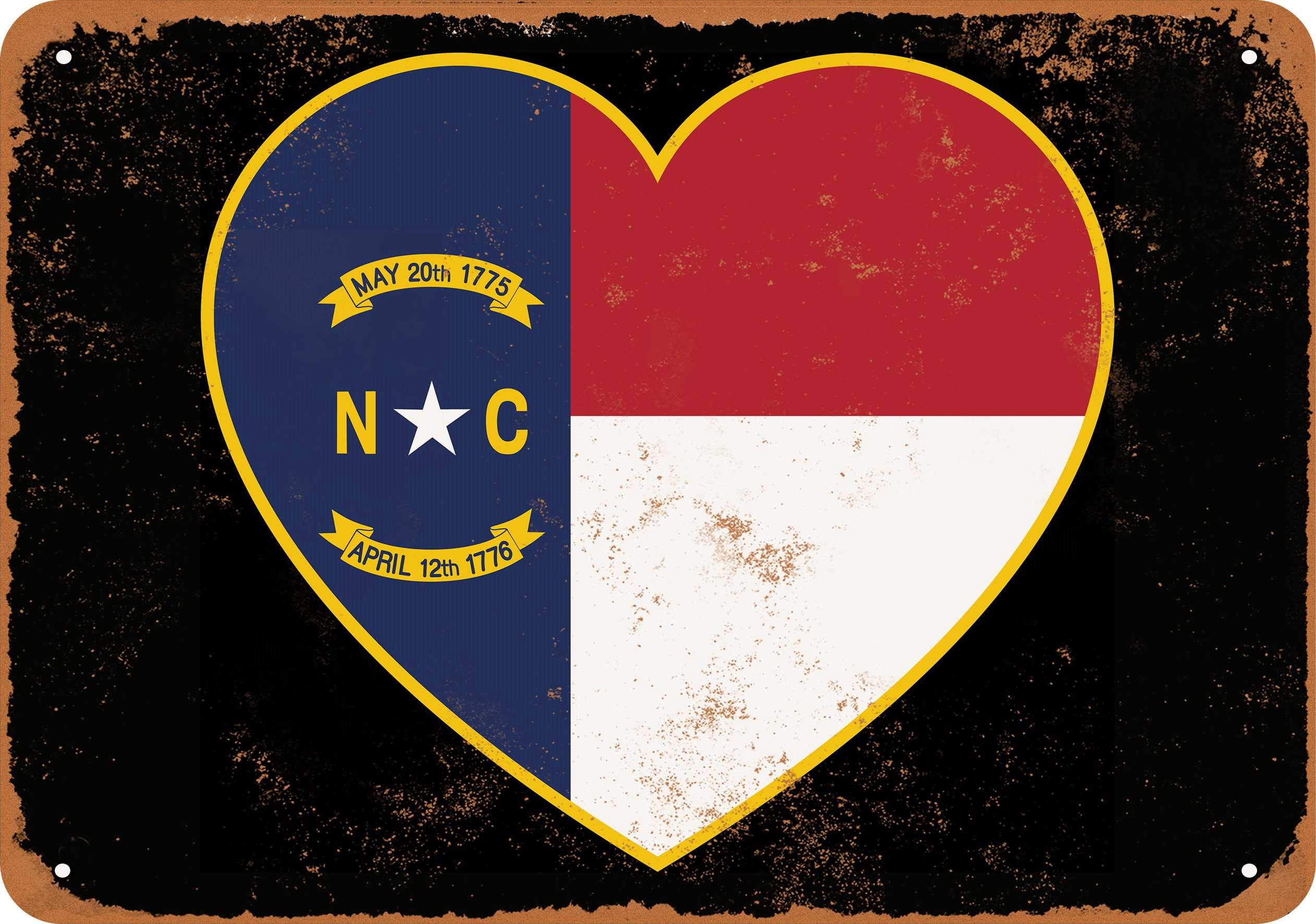 10 x 14 METAL SIGN - North Carolina Heart Flag (Dark Background ...