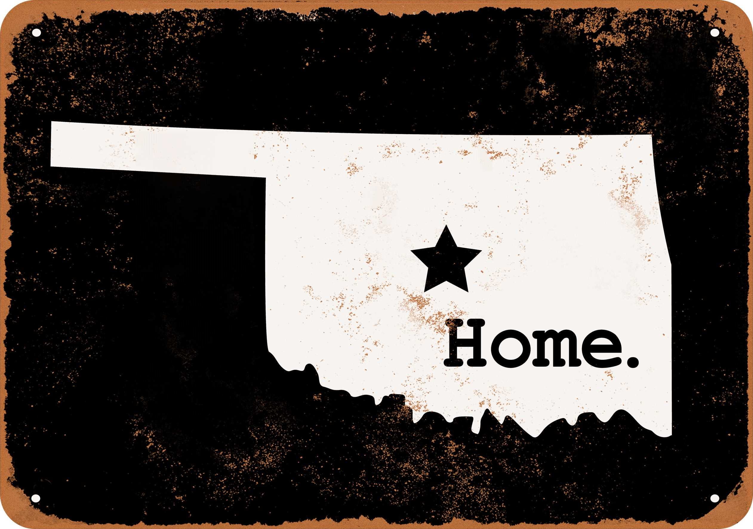 10 x 14 METAL SIGN - Oklahoma State 2 (Dark Background) - Vintage Rusty ...