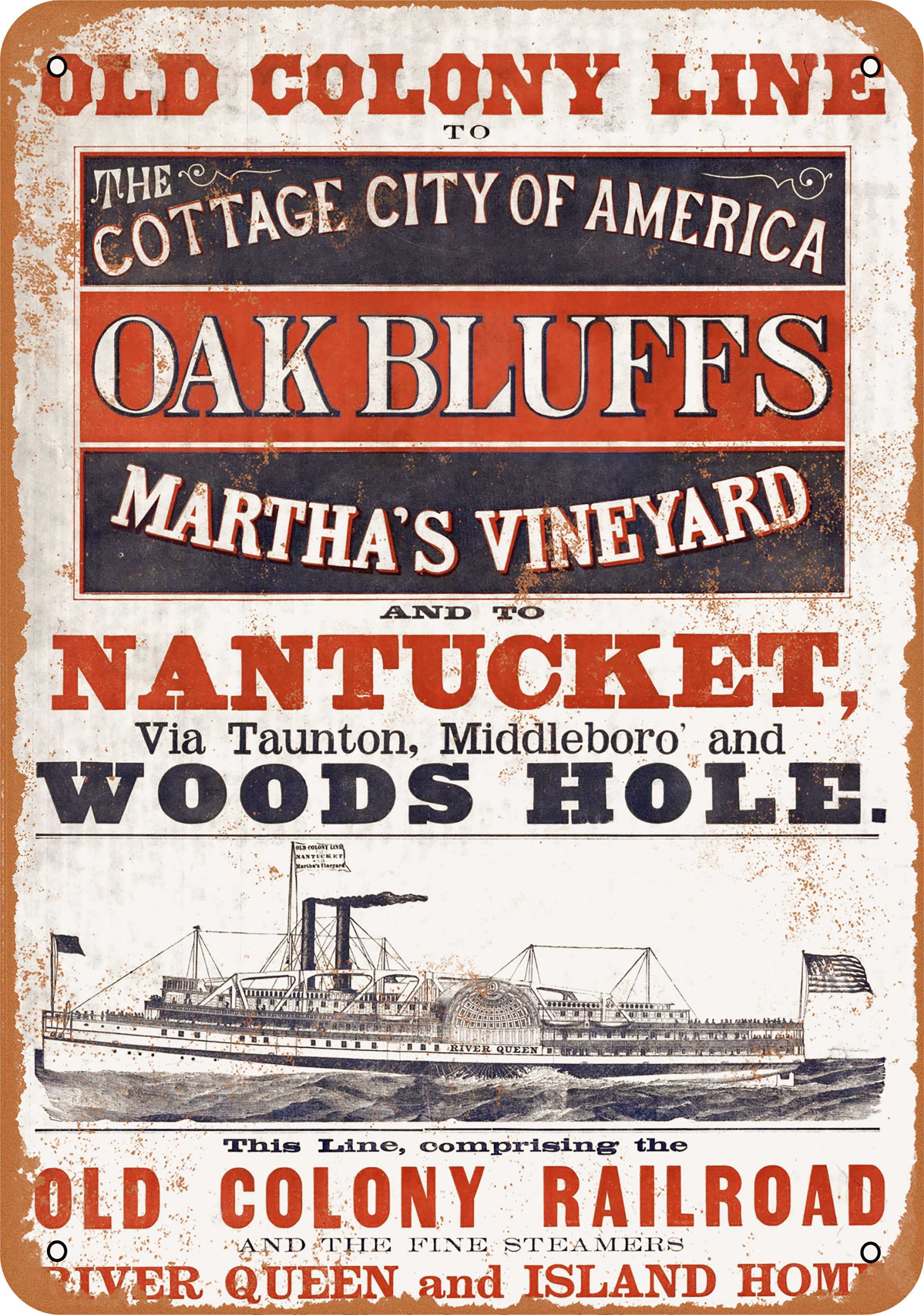 10 x 14 METAL SIGN - Old Colony Line Martha's Vineyard Nantucket ...