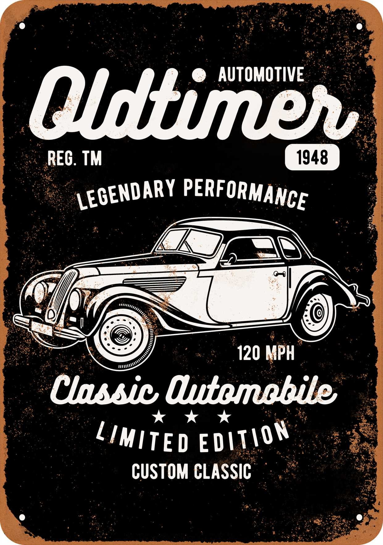 10 x 14 METAL SIGN - Oldtimer Classic Automobile (Dark Background ...