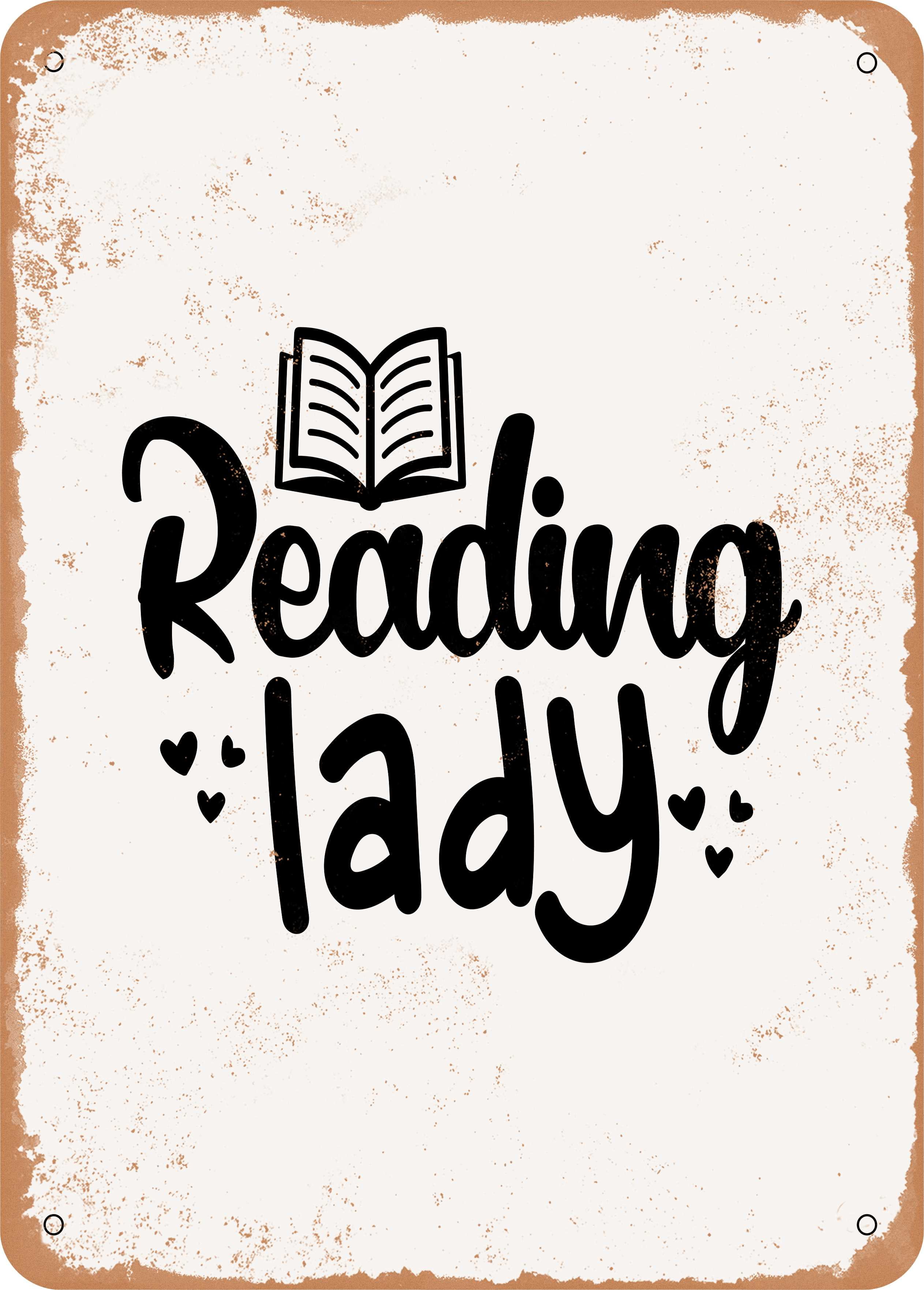 10 x 14 METAL SIGN - Reading Lady - Vintage Rusty Look - Walmart.com