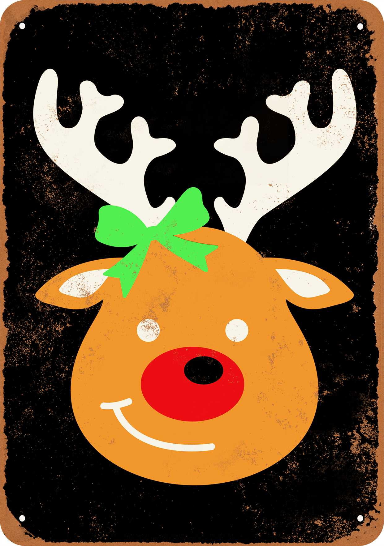 10 x 14 METAL SIGN - Reindeer Rudolph (Dark Background) - Vintage Rusty ...