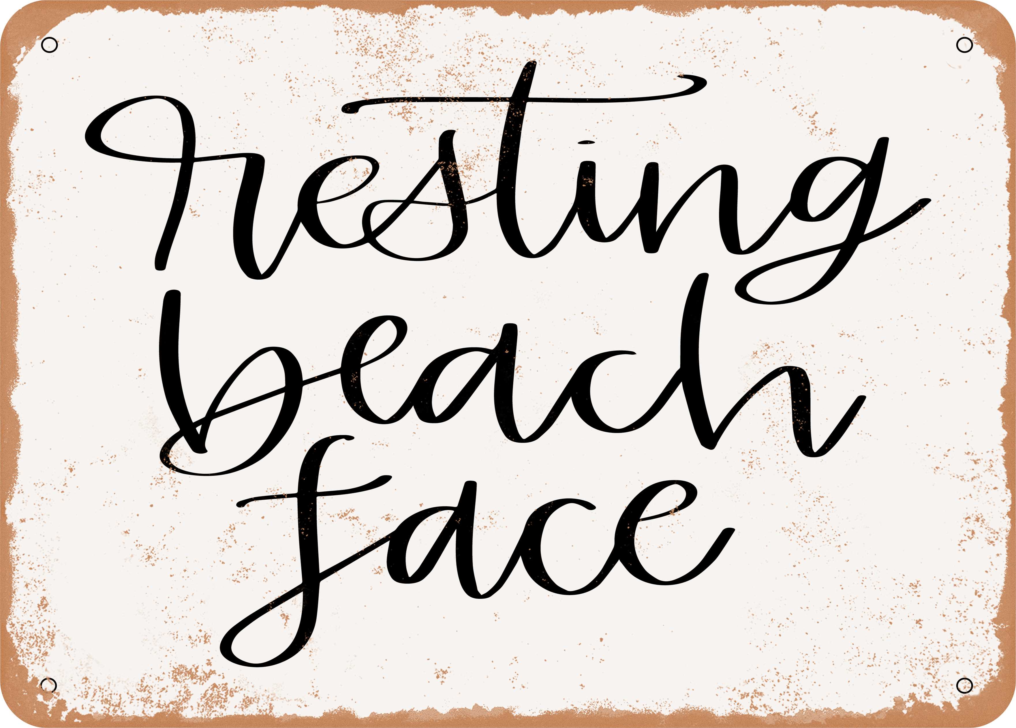 10 x 14 METAL SIGN - Resting Beach Face - 2 - Vintage Rusty Look ...