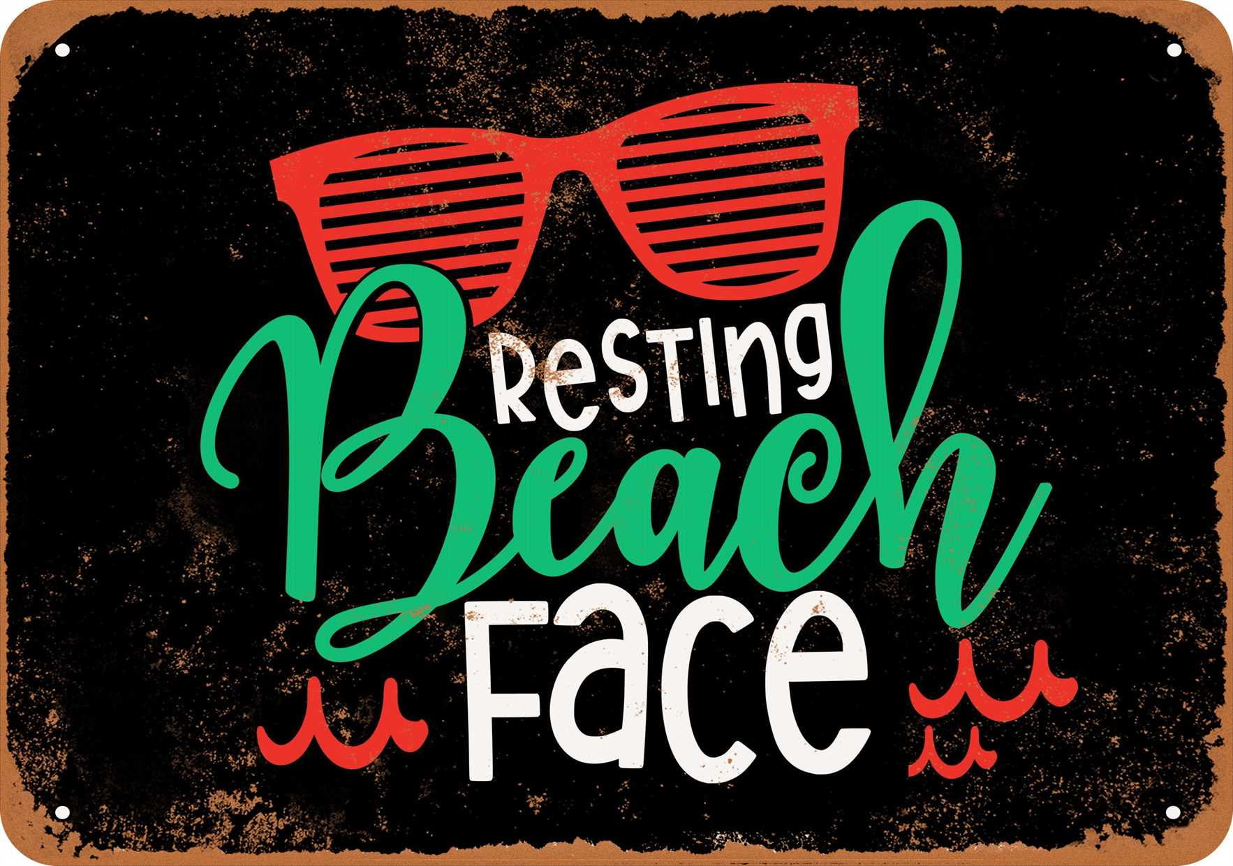 10 x 14 METAL SIGN - Resting Beach Face Black - Vintage Rusty Look ...