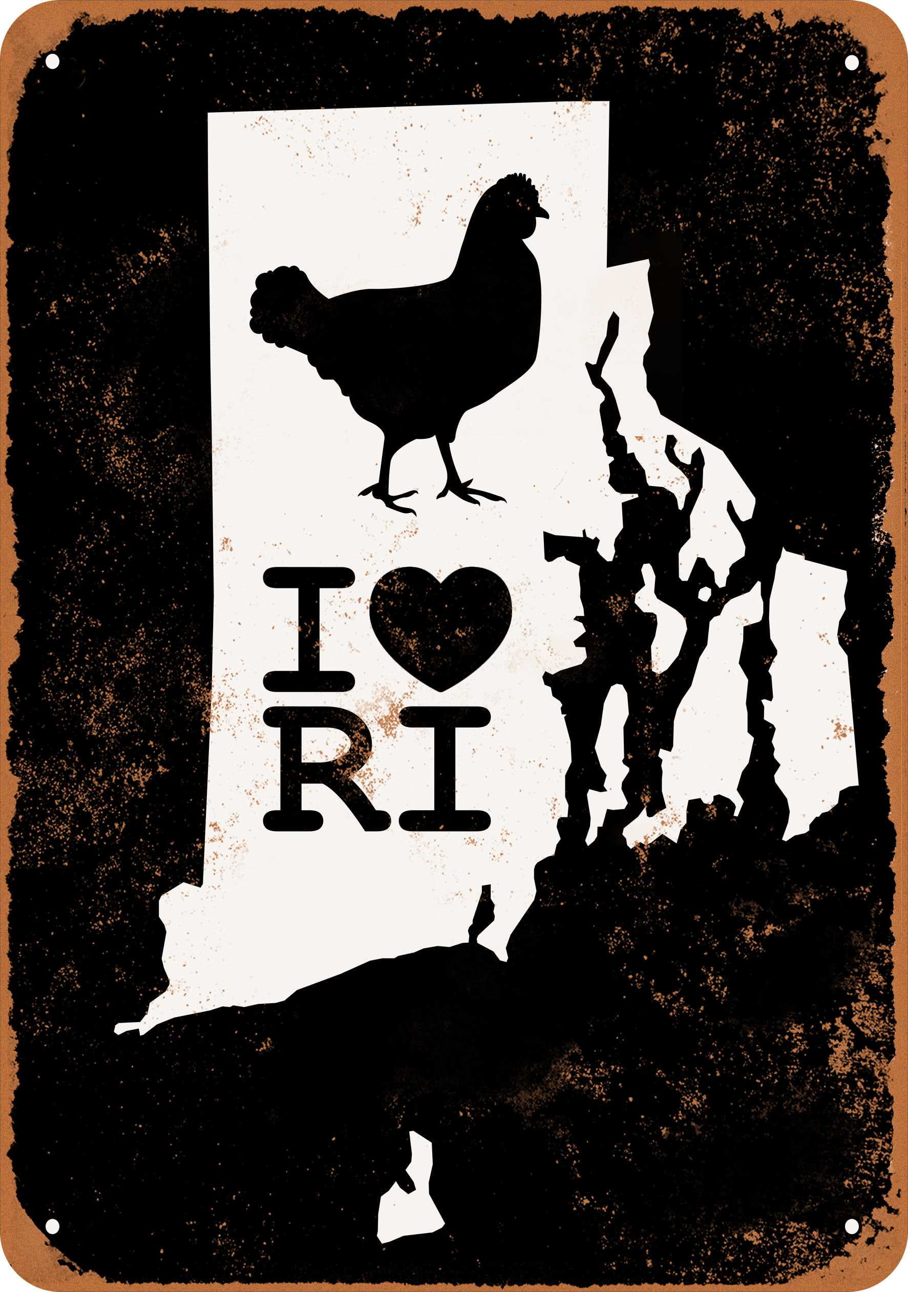 10 x 14 METAL SIGN - Rhode Island State 4 (Dark Background) - Vintage ...