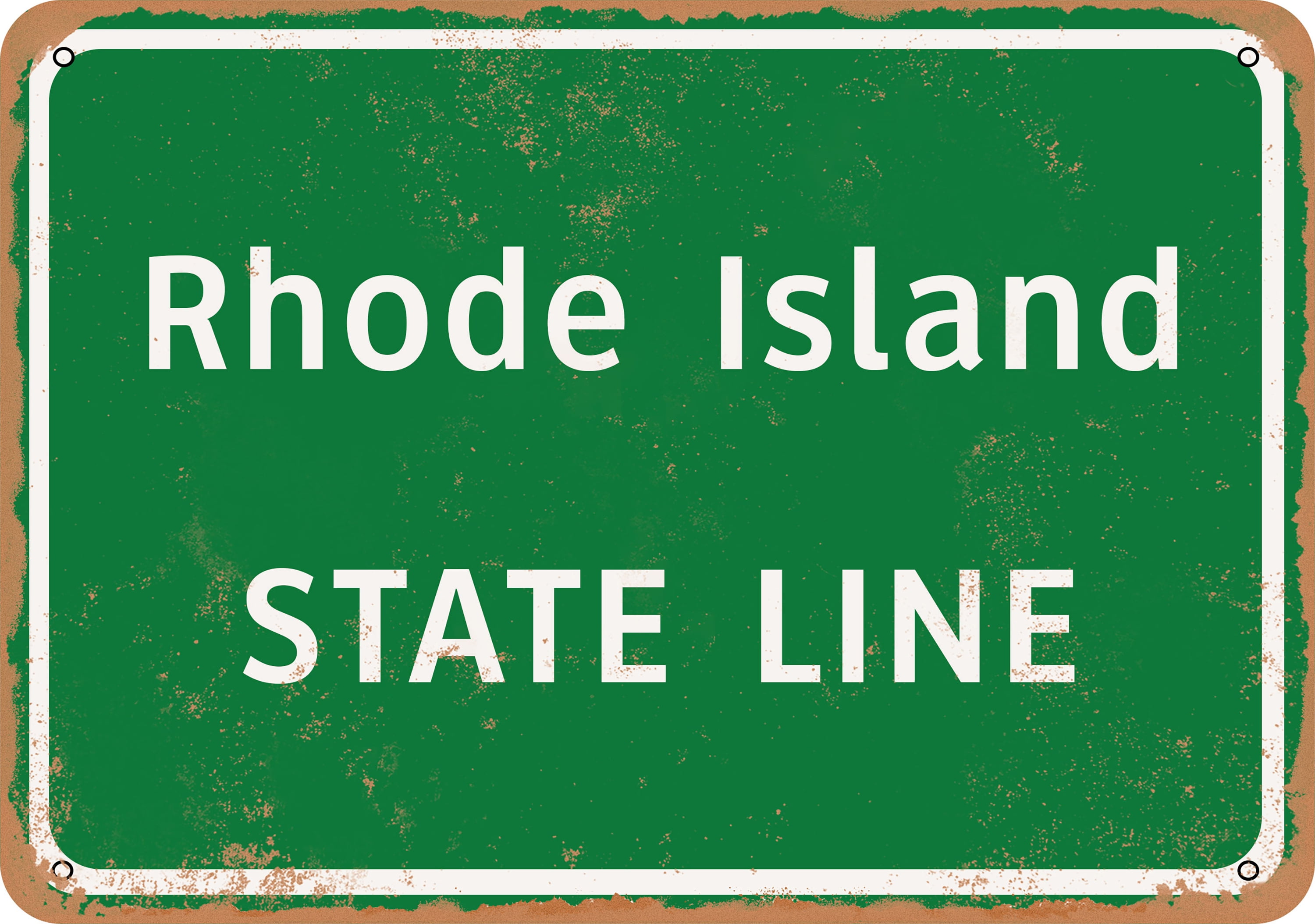 10 x 14 METAL SIGN - Rhode Island State Line - Vintage Rusty Look ...