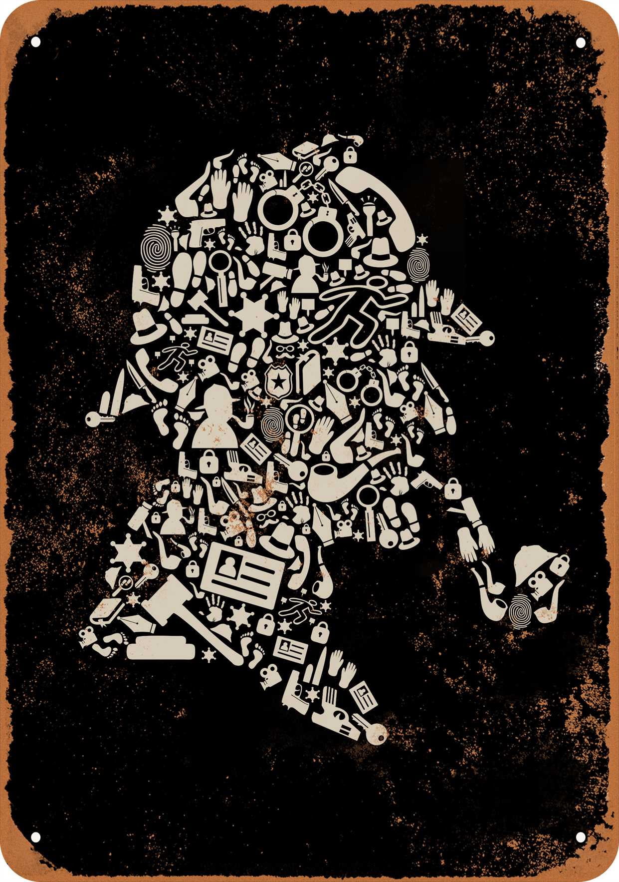 10 x 14 METAL SIGN - Sherlock Holmes Made of Crime Icons - Vintage ...
