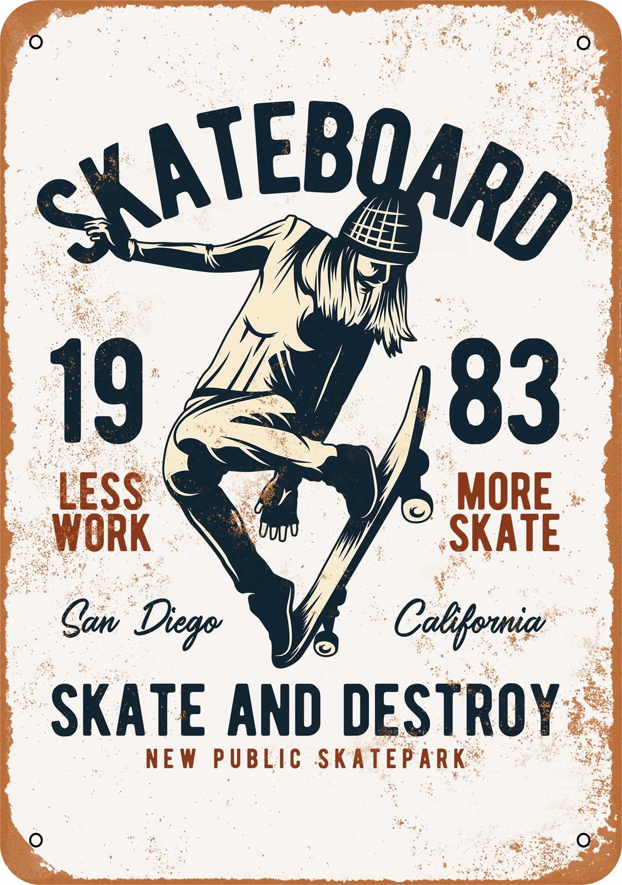 10 x 14 METAL SIGN - Skate and Destroy San Diego Skateboard - Vintage ...