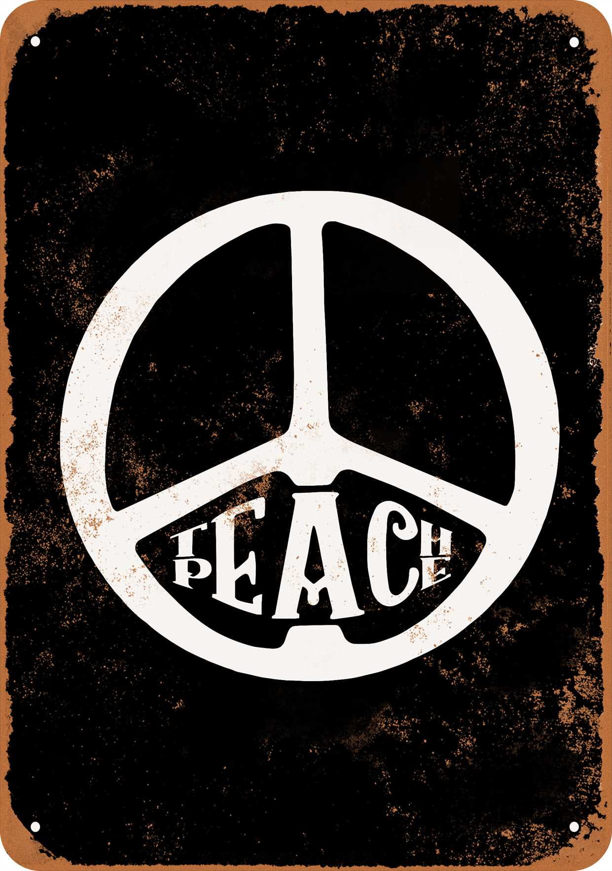 10 x 14 METAL SIGN - Teach Peace Sign (Dark Background) - Vintage Rusty ...