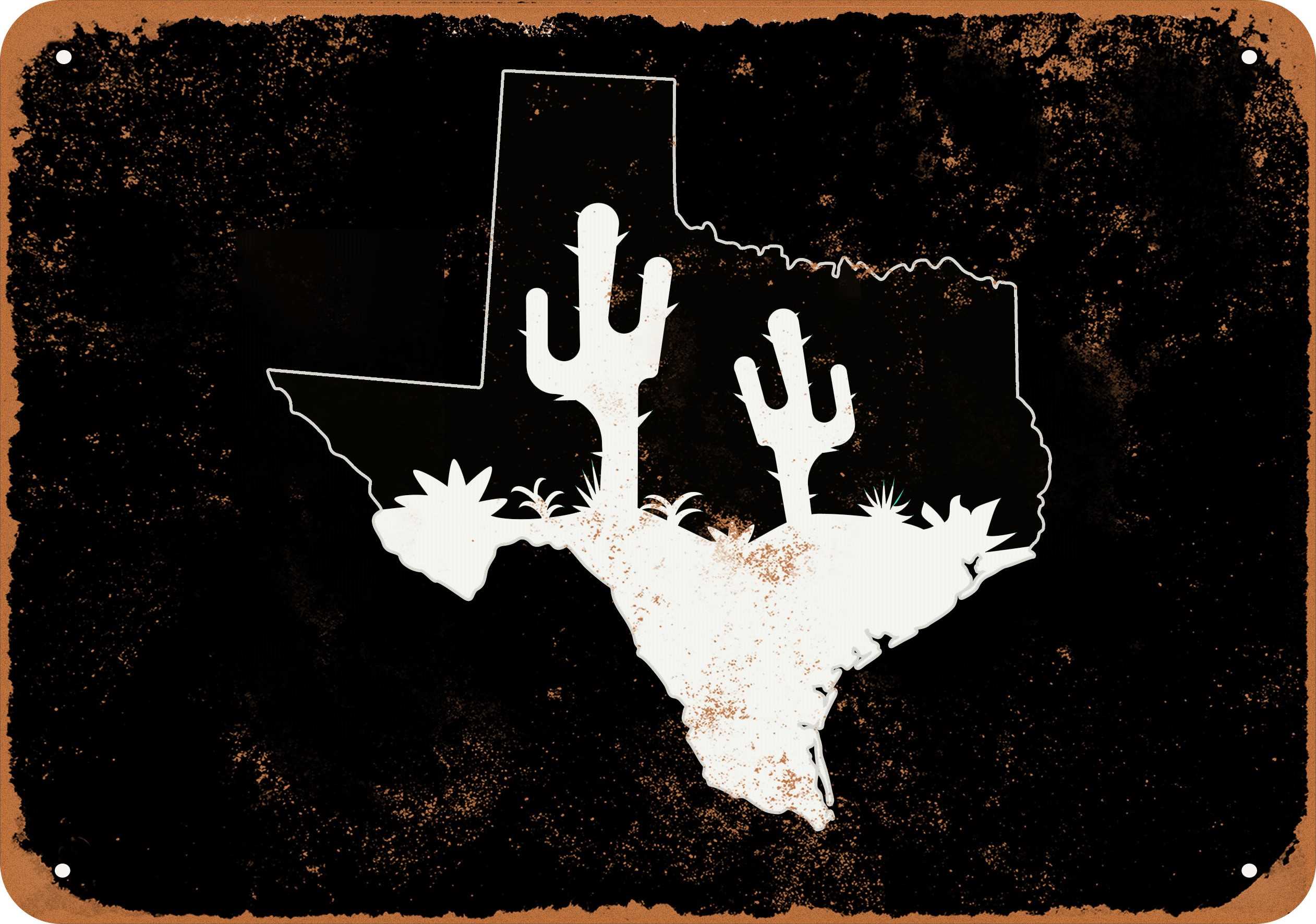 10 x 14 METAL SIGN - Texas State 6 (Dark Background) - Vintage Rusty ...