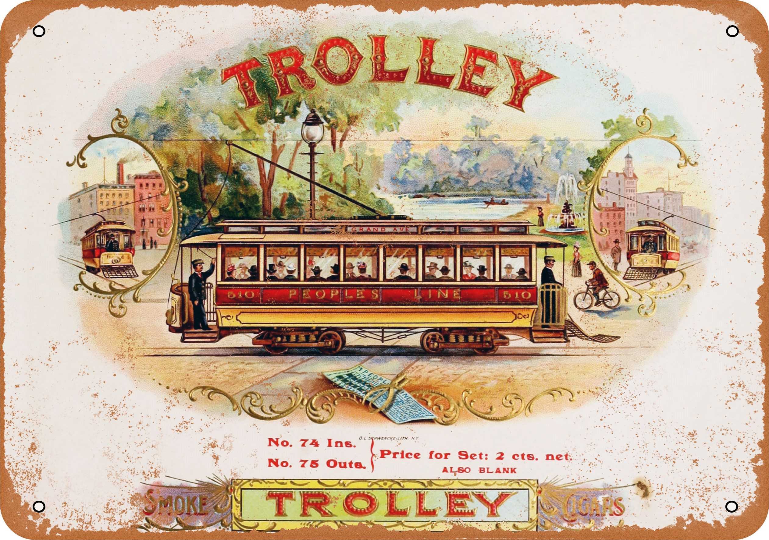 10 x 14 METAL SIGN - Trolley Cigars - Vintage Rusty Look - Walmart.com