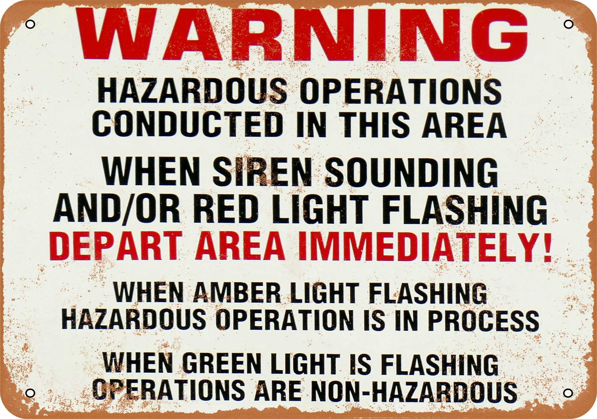 10 x 14 METAL SIGN - Warning Hazardous Operations in This Area ...