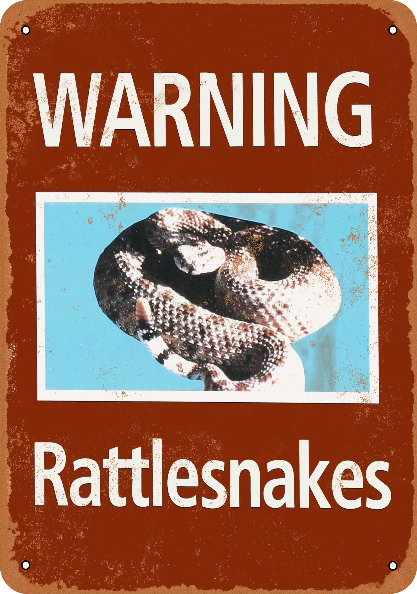 10 x 14 METAL SIGN - Warning Rattlesnakes - Vintage Rusty Look ...