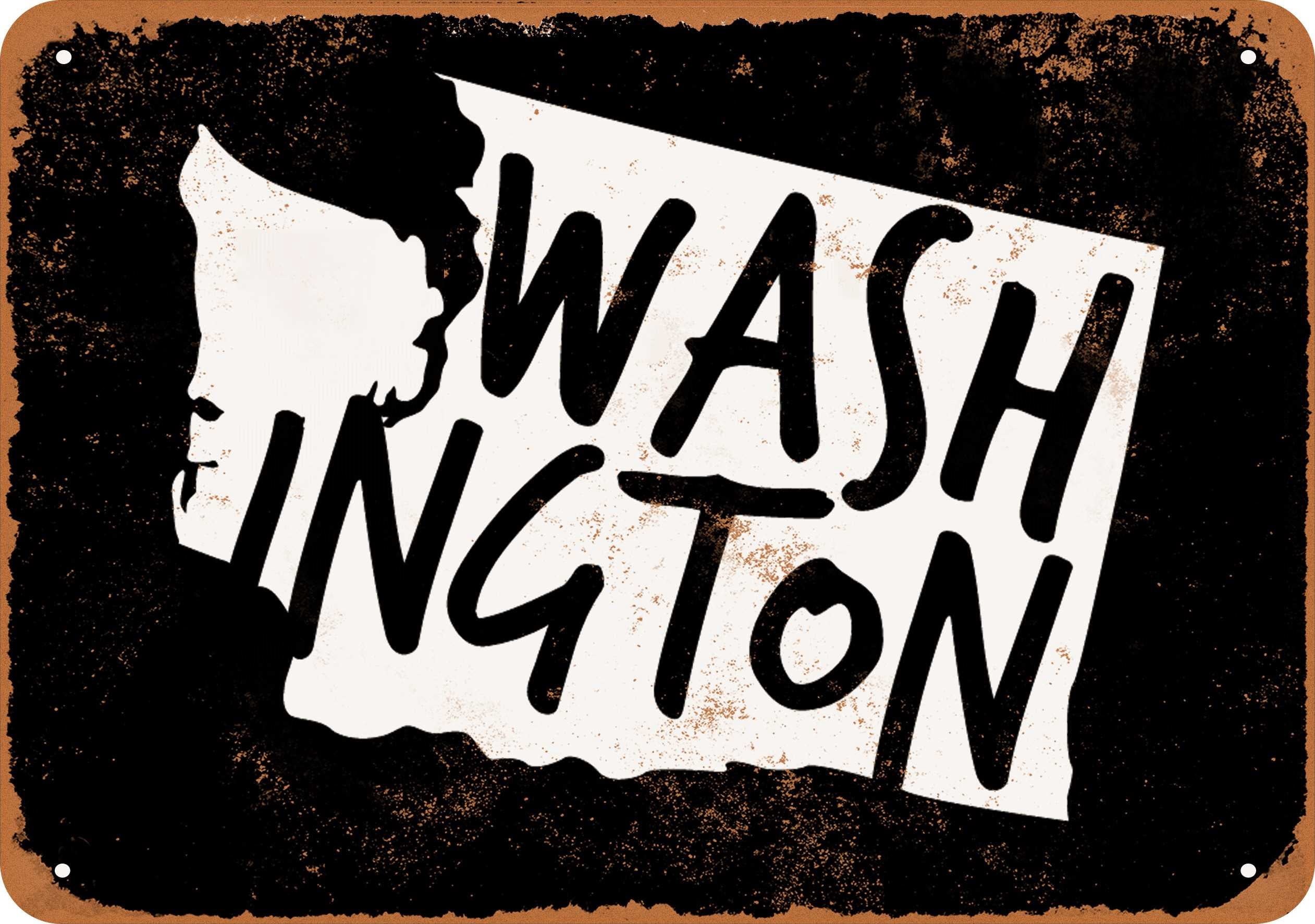10 x 14 METAL SIGN - Washington State 7 (Dark Background) - Vintage ...