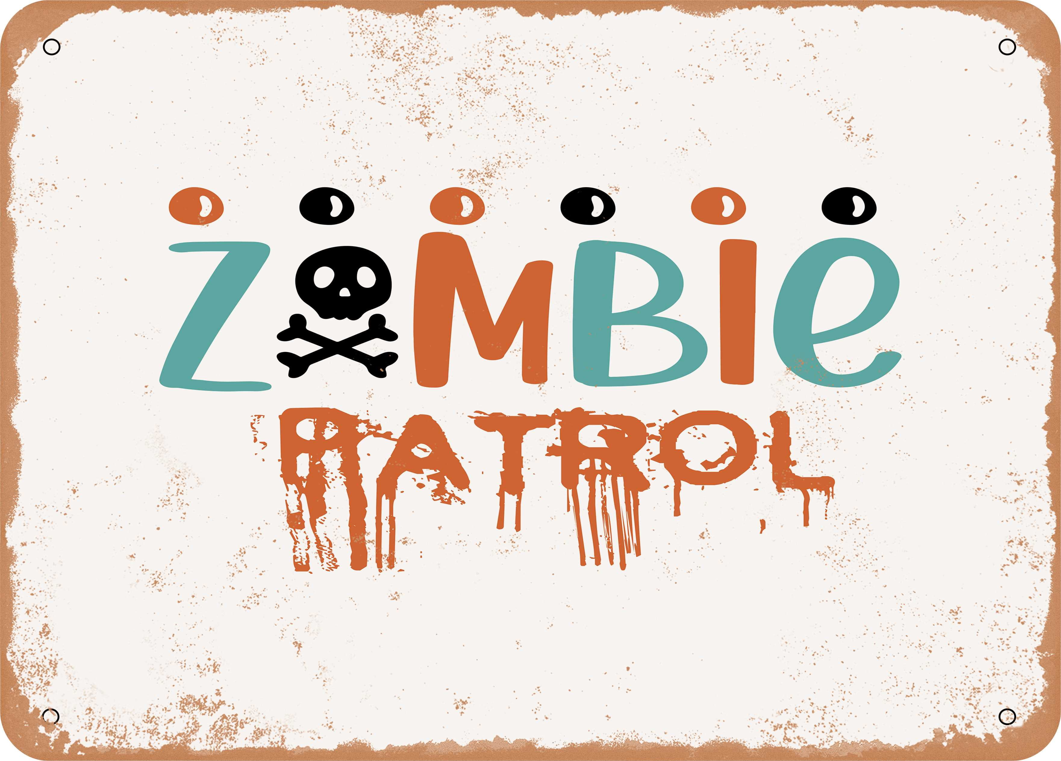 10 x 14 METAL SIGN - Zombie Patrol - Vintage Rusty Look - Walmart.com