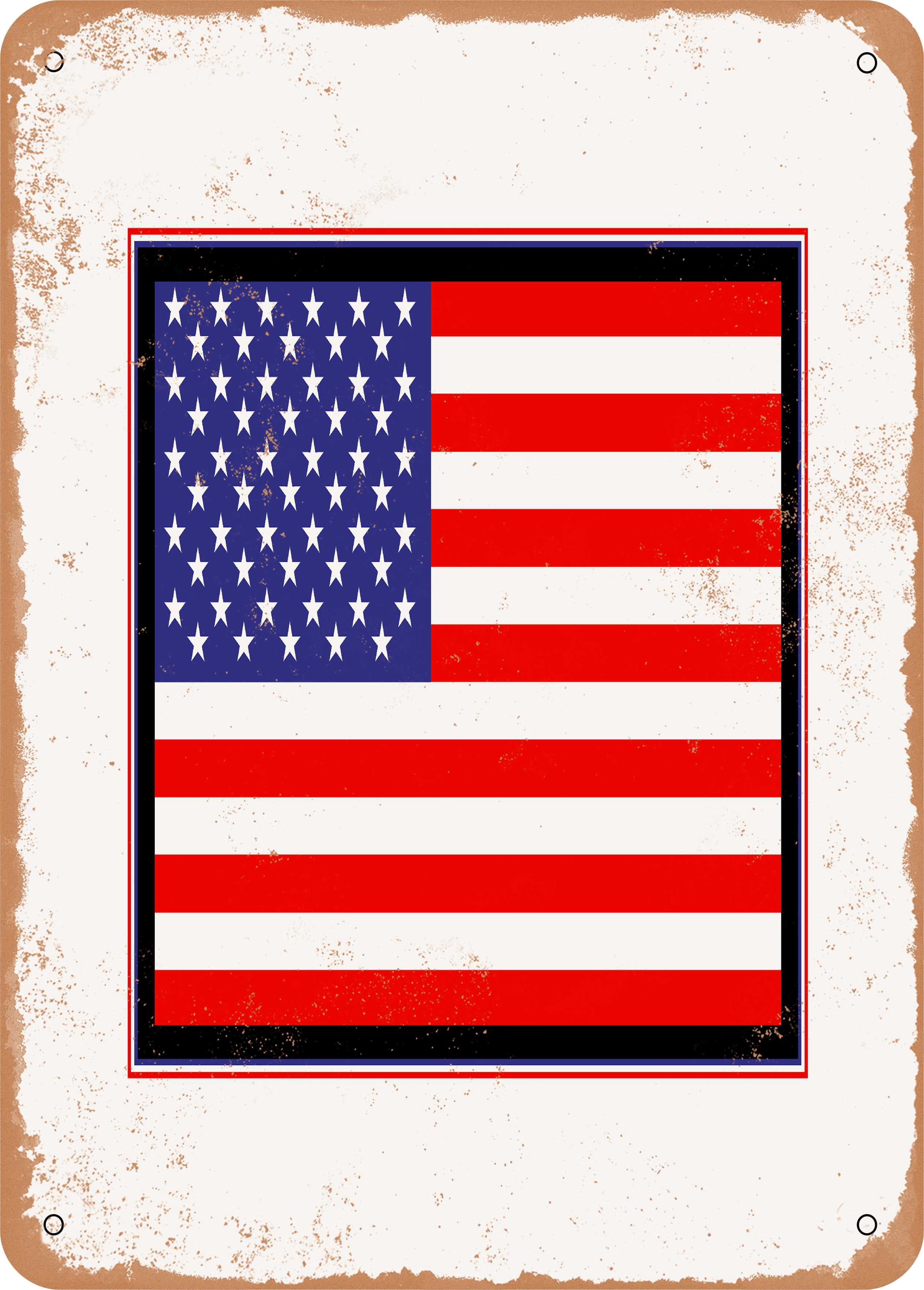 10 x 14 METAL SIGN - d American Flag - Vintage Rusty Look - Walmart.com