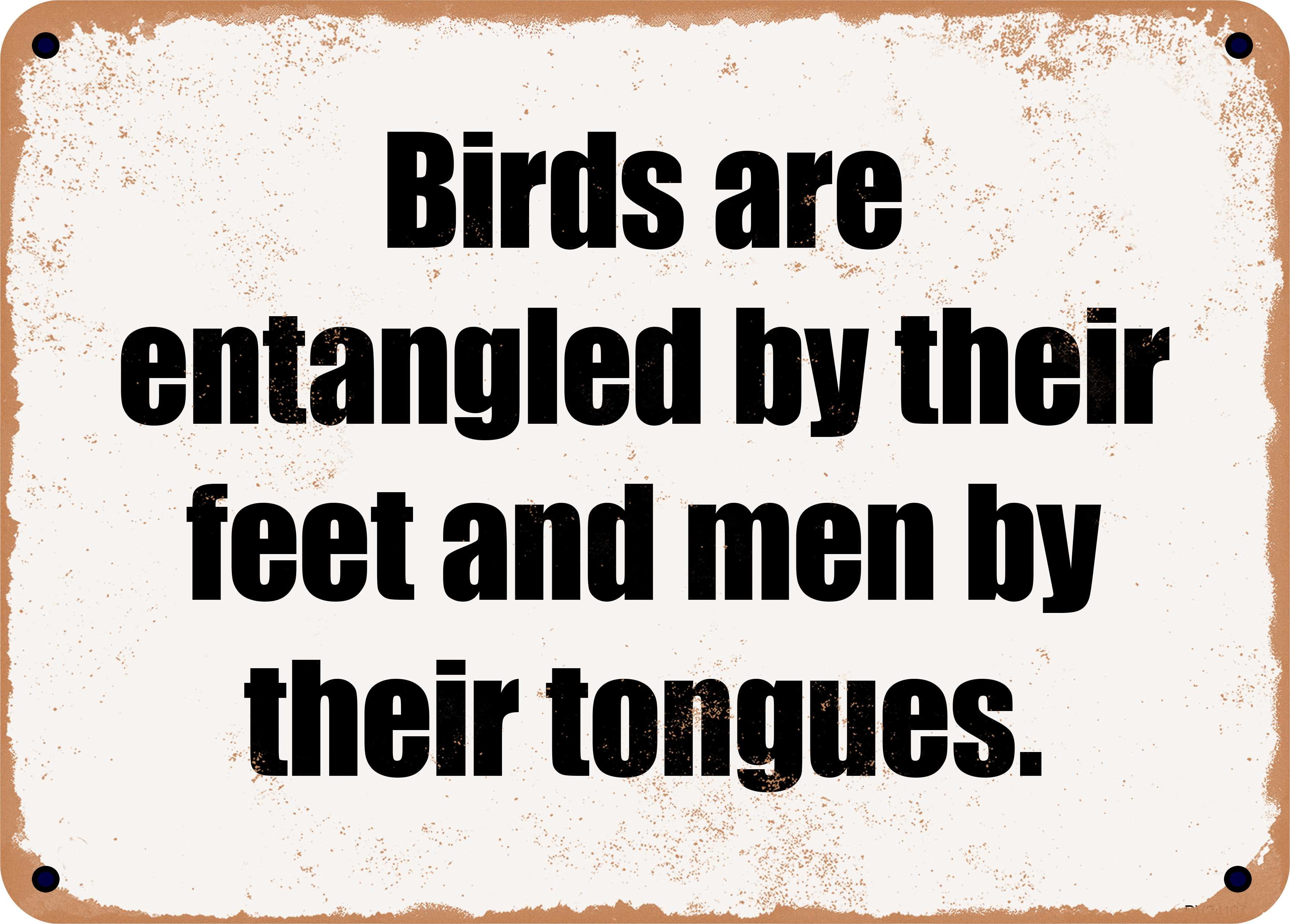 10 x 14 Metal Sign - Birds are entangled by their feet and men by their ...