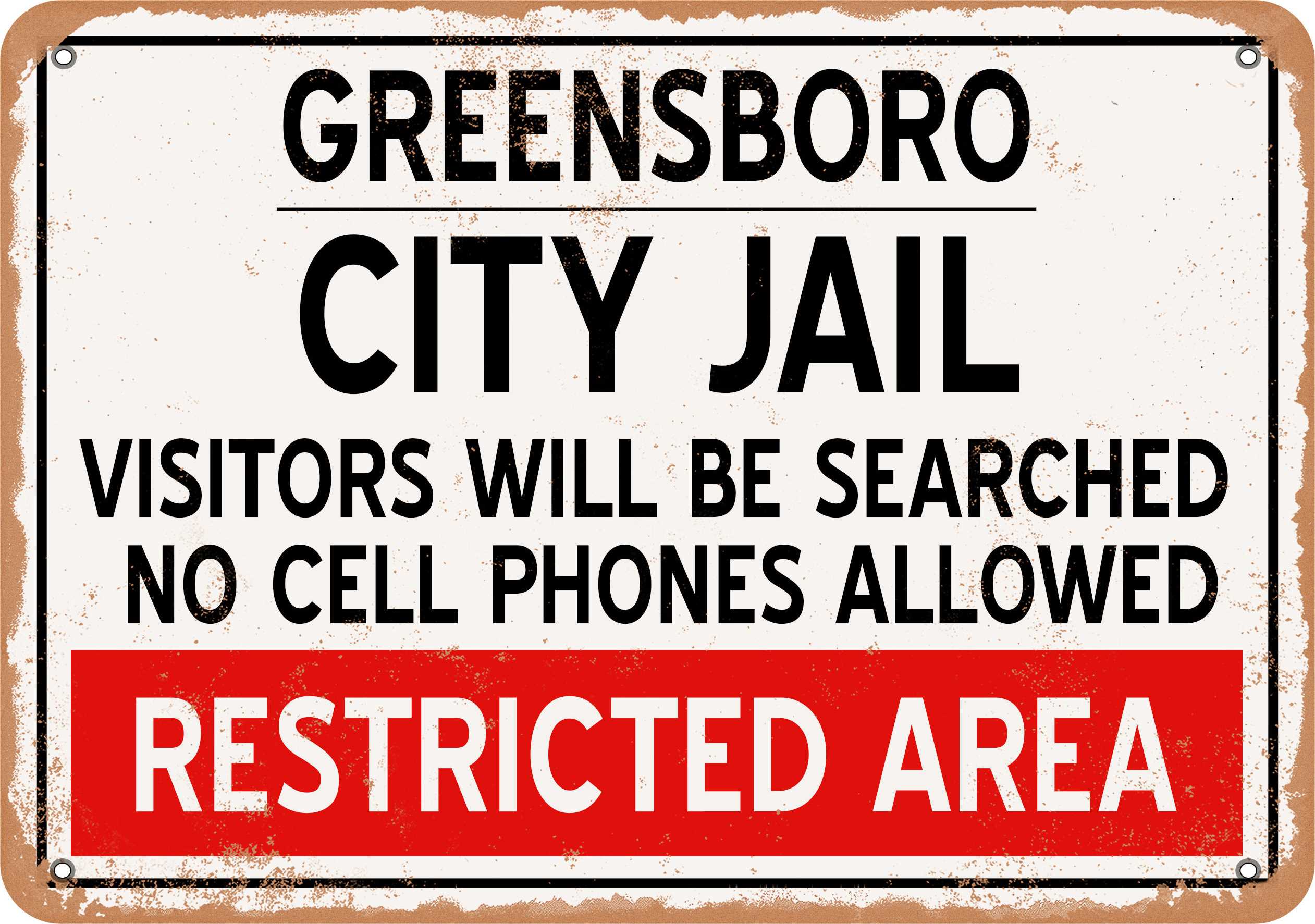 10 x 14 Metal Sign - City Jail of Greensboro Reproduction - Vintage ...