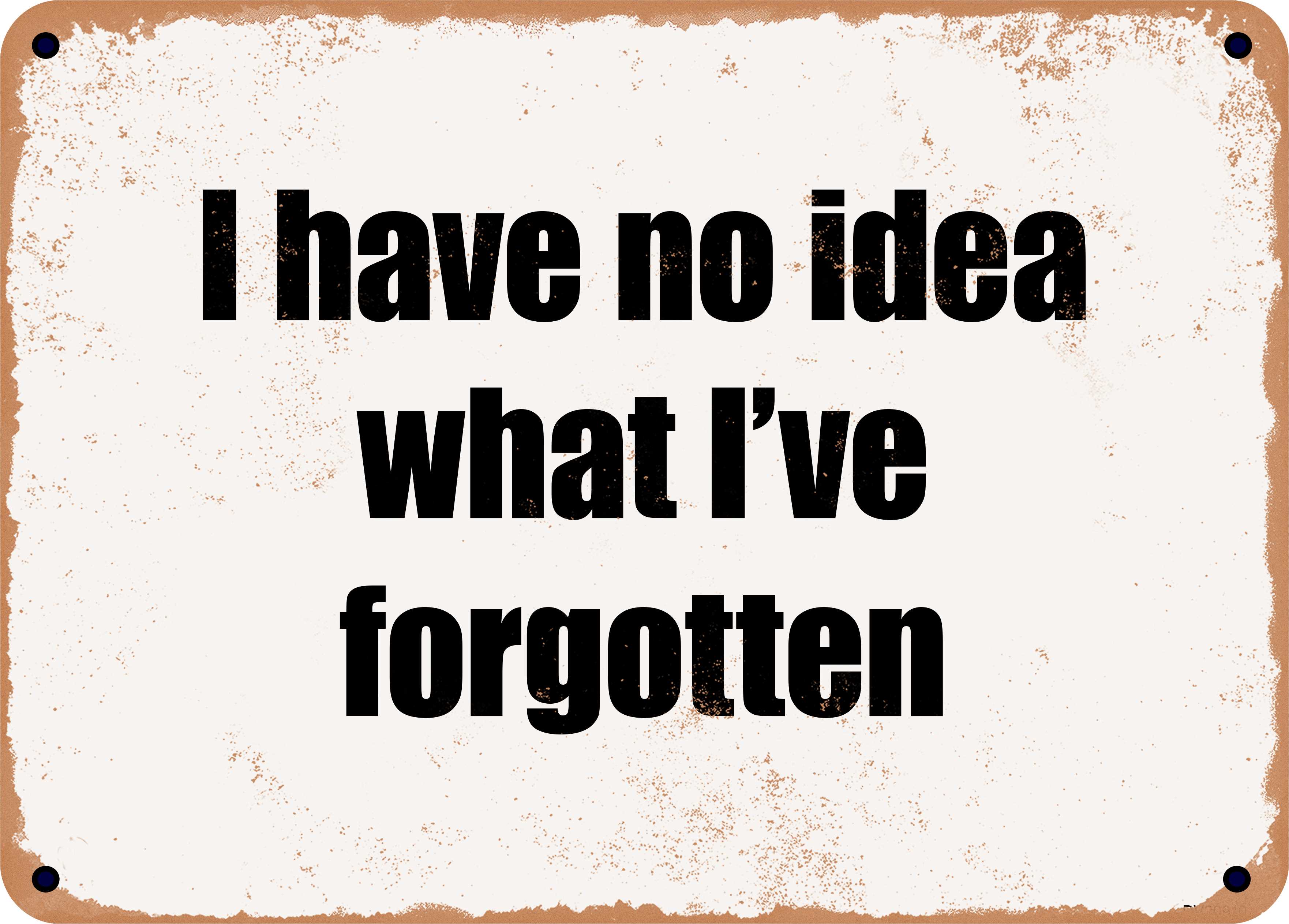 10 x 14 Metal Sign - I have no idea what I've forgotten - Rusty Vintage ...