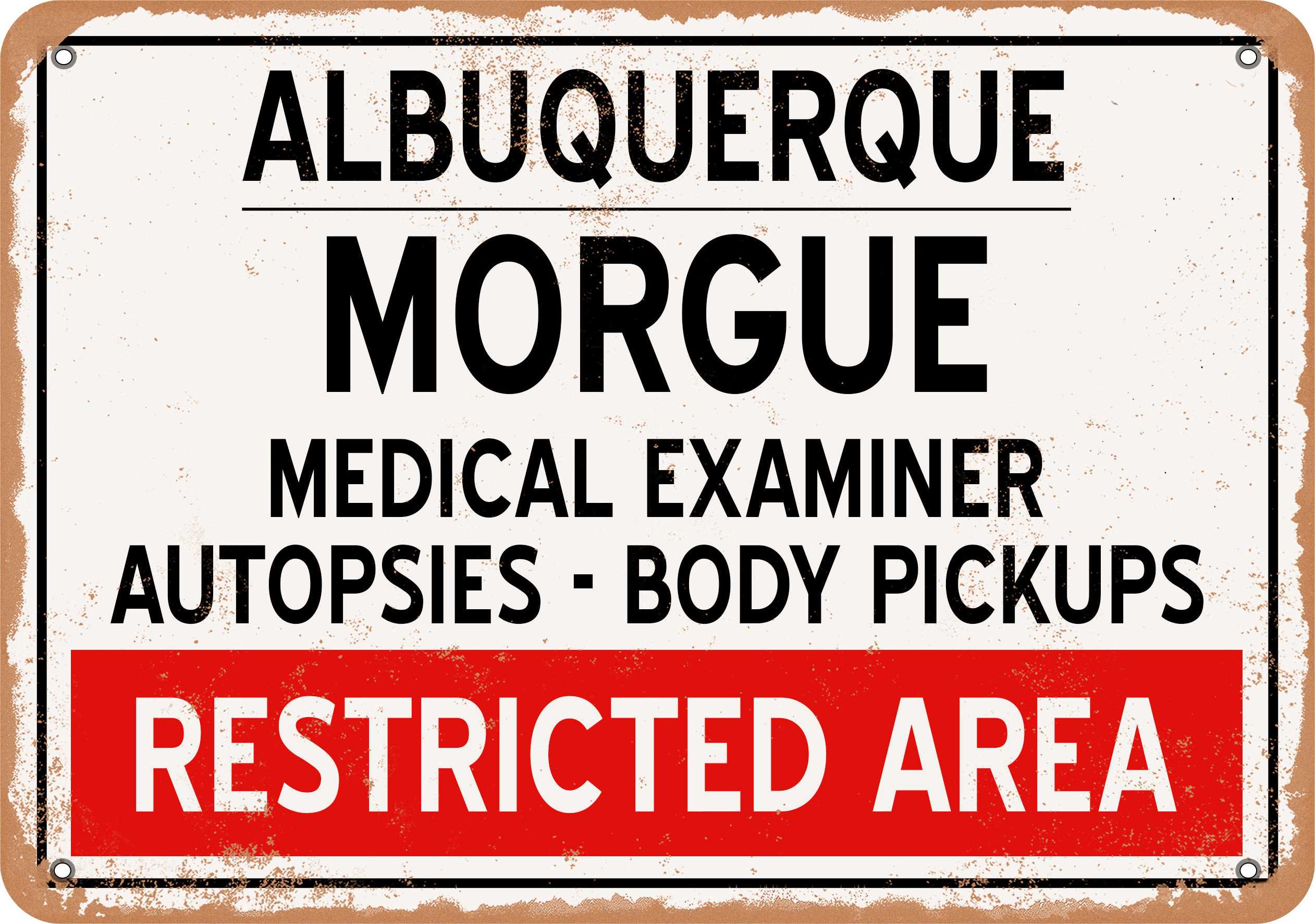 10 x 14 Metal Sign - Morgue of Albuquerque for Halloween - Vintage ...