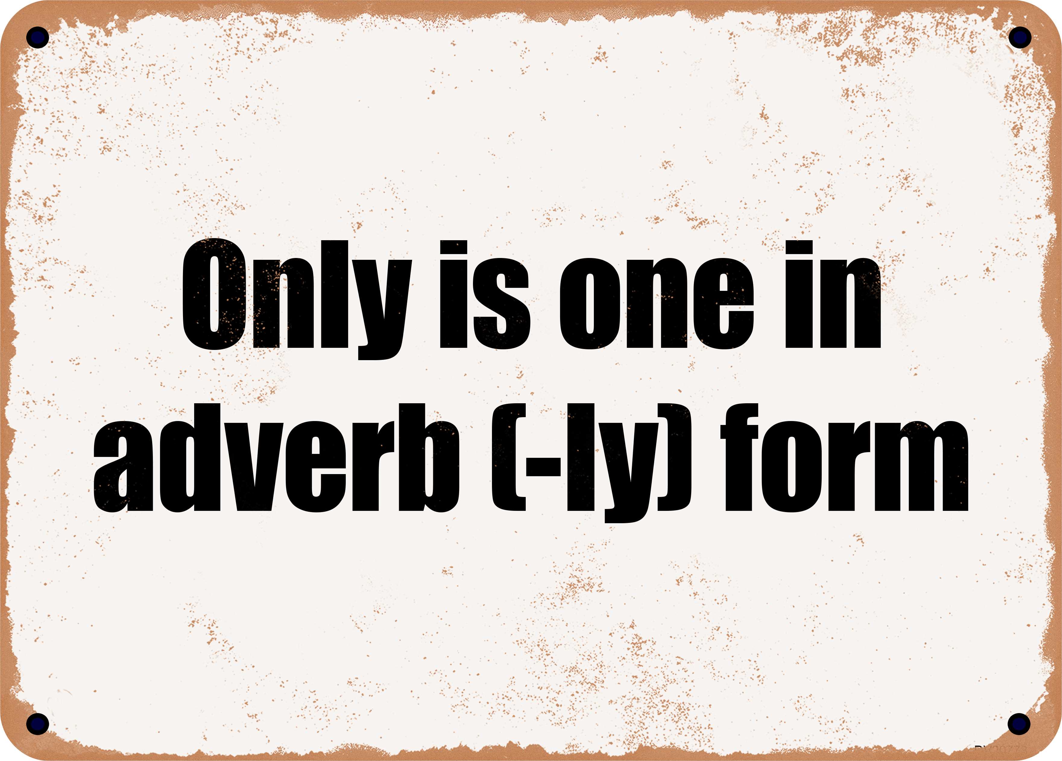 10 x 14 Metal Sign - Only is one in adverb (-ly) form - Rusty Vintage ...
