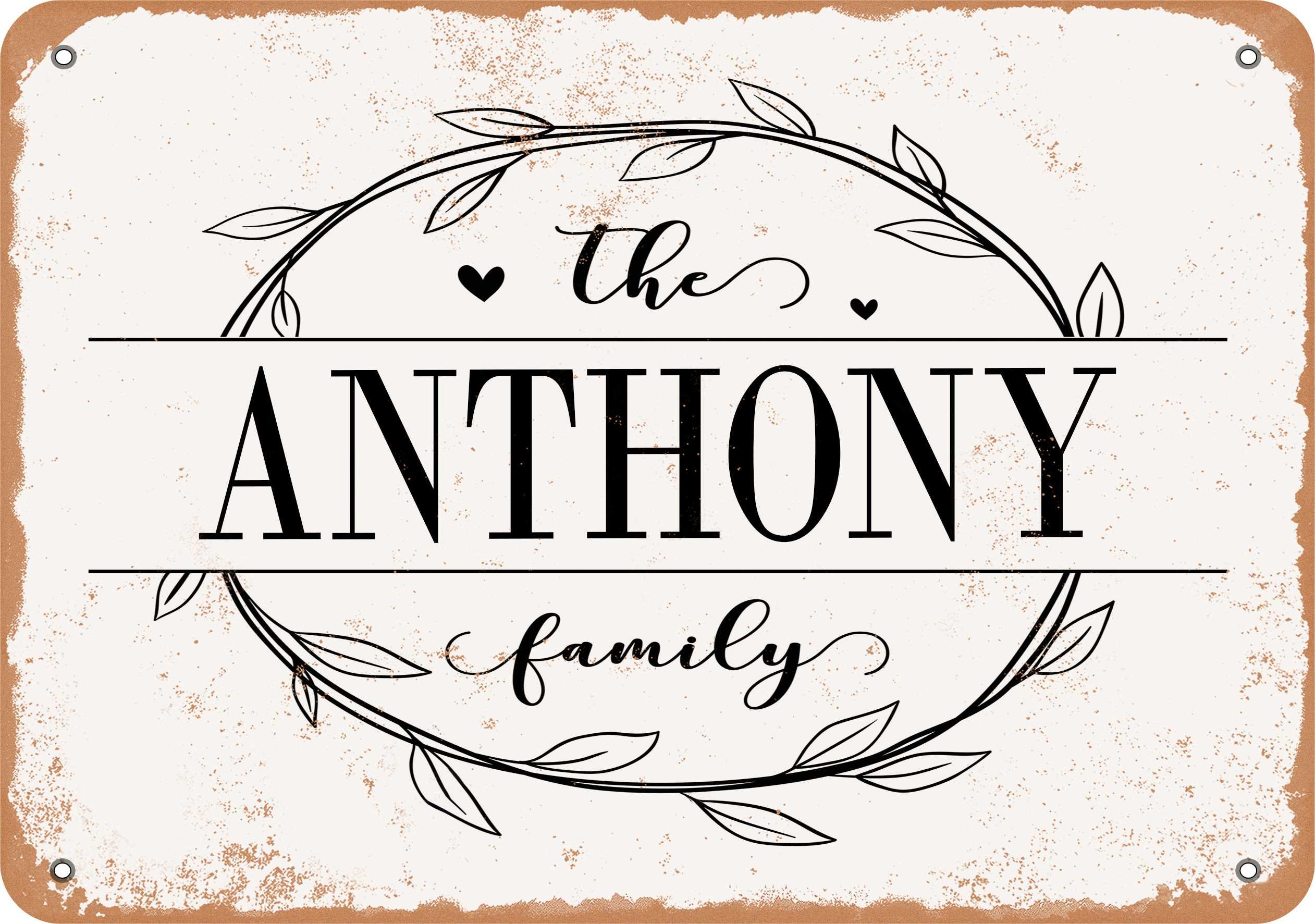 10 x 14 Metal Sign - The Anthony Family (Style 1) - Vintage Rusty Look ...