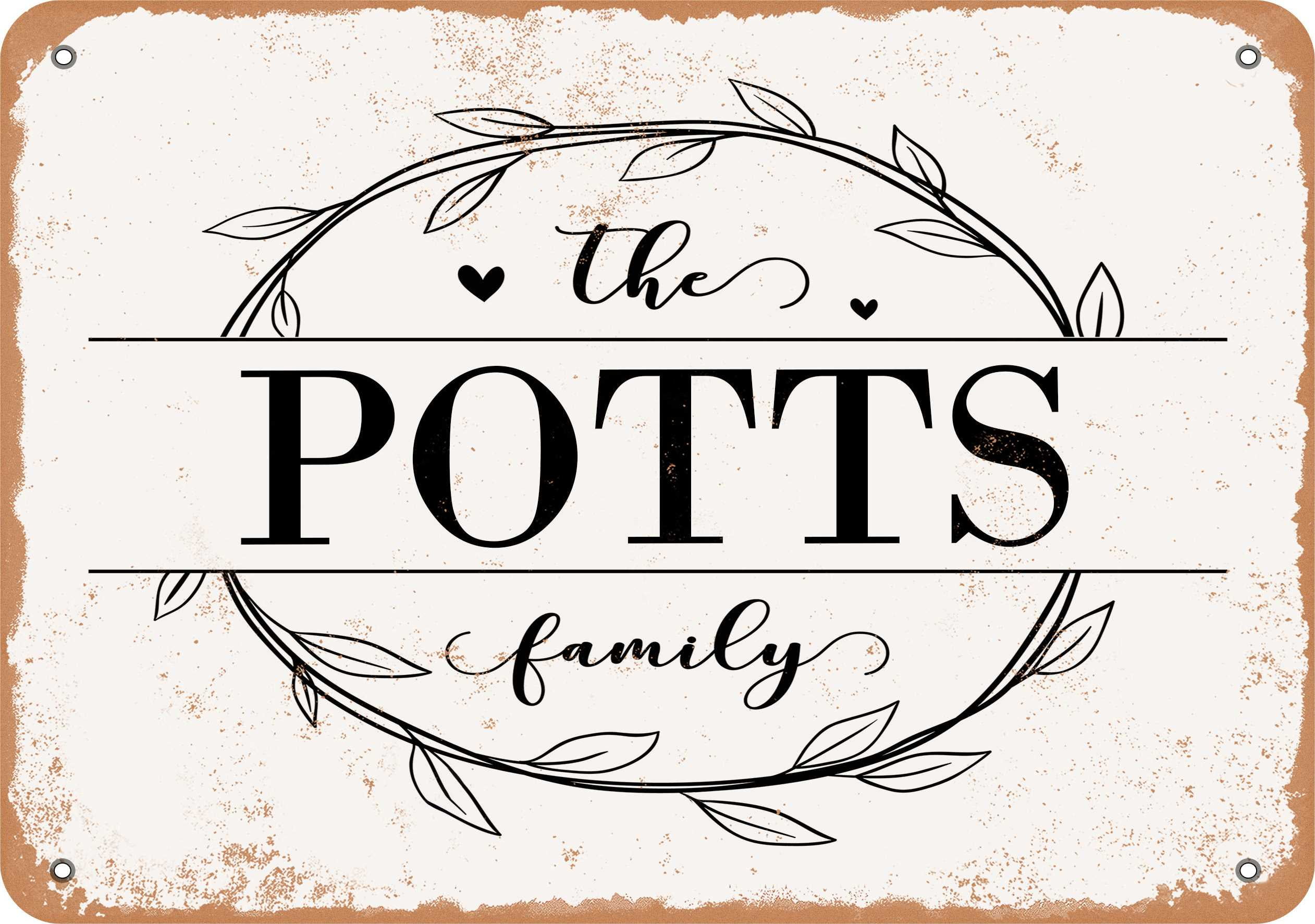 10 x 14 Metal Sign - The Potts Family (Style 1) - Vintage Rusty Look ...