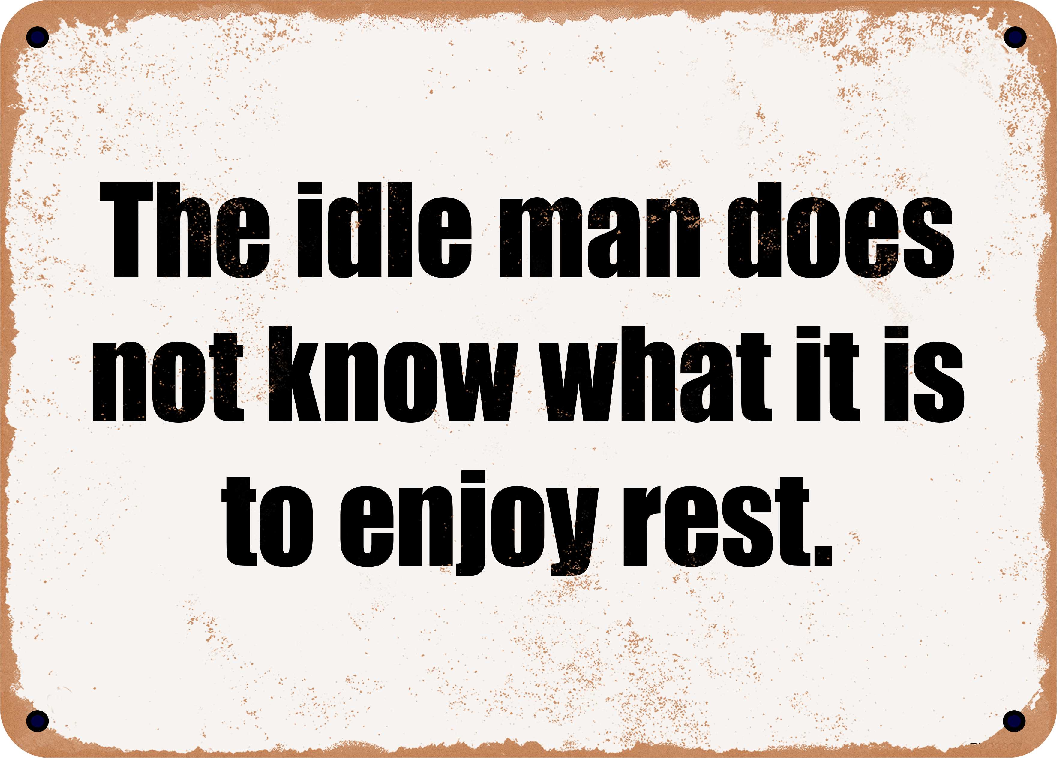 10 x 14 Metal Sign - The idle man does not know what it is to enjoy ...
