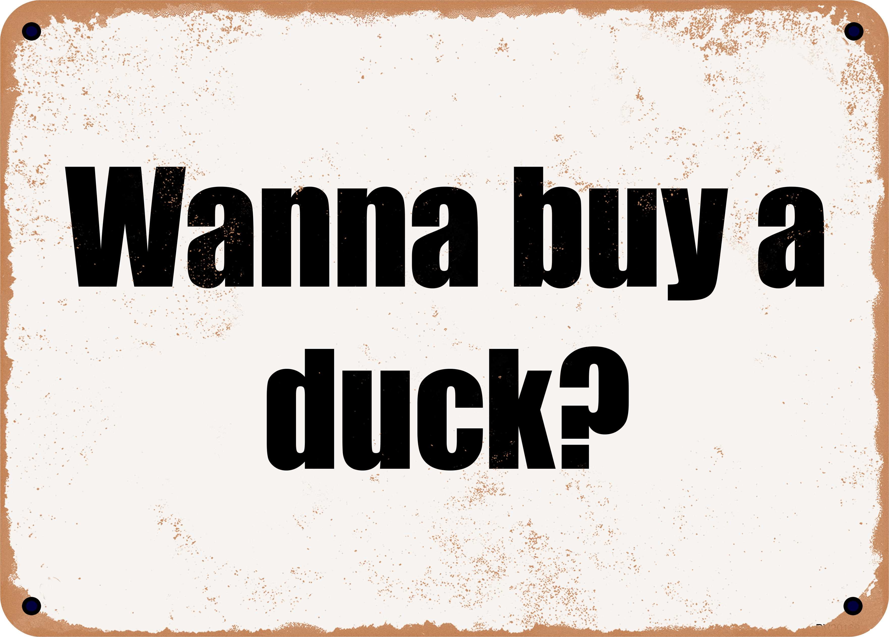 10 x 14 Metal Sign - Wanna buy a duck? - Rusty Vintage Look - Walmart.com