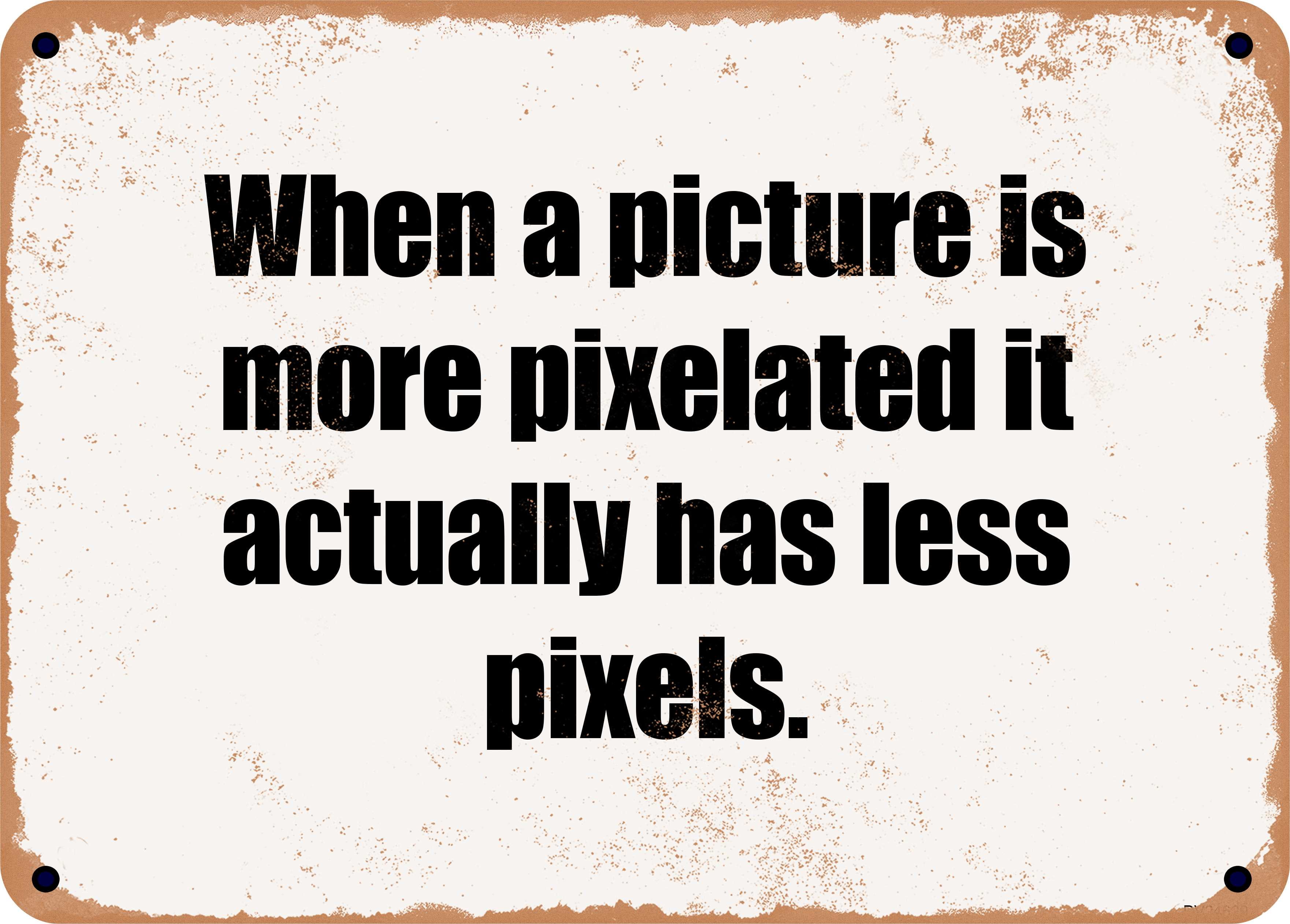 10 x 14 Metal Sign - When a picture is more pixelated it actually has ...