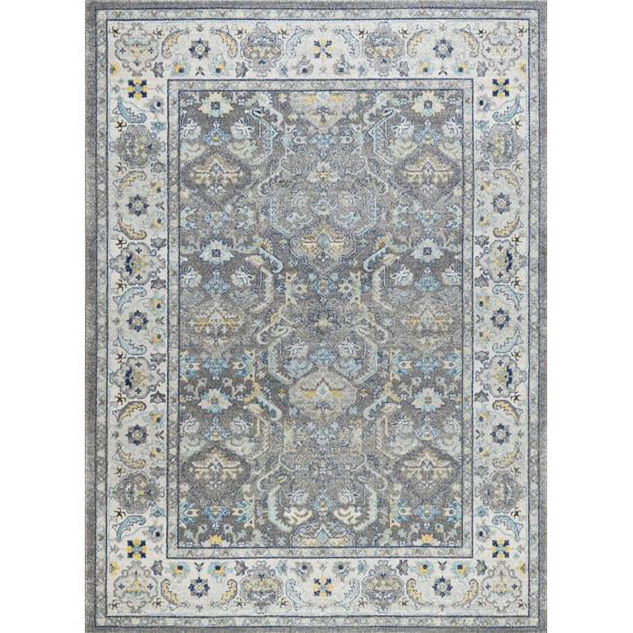 10 x 14 ft. Chelsea Design Machine Made & Power Loom Rug, Grey & Ivory ...